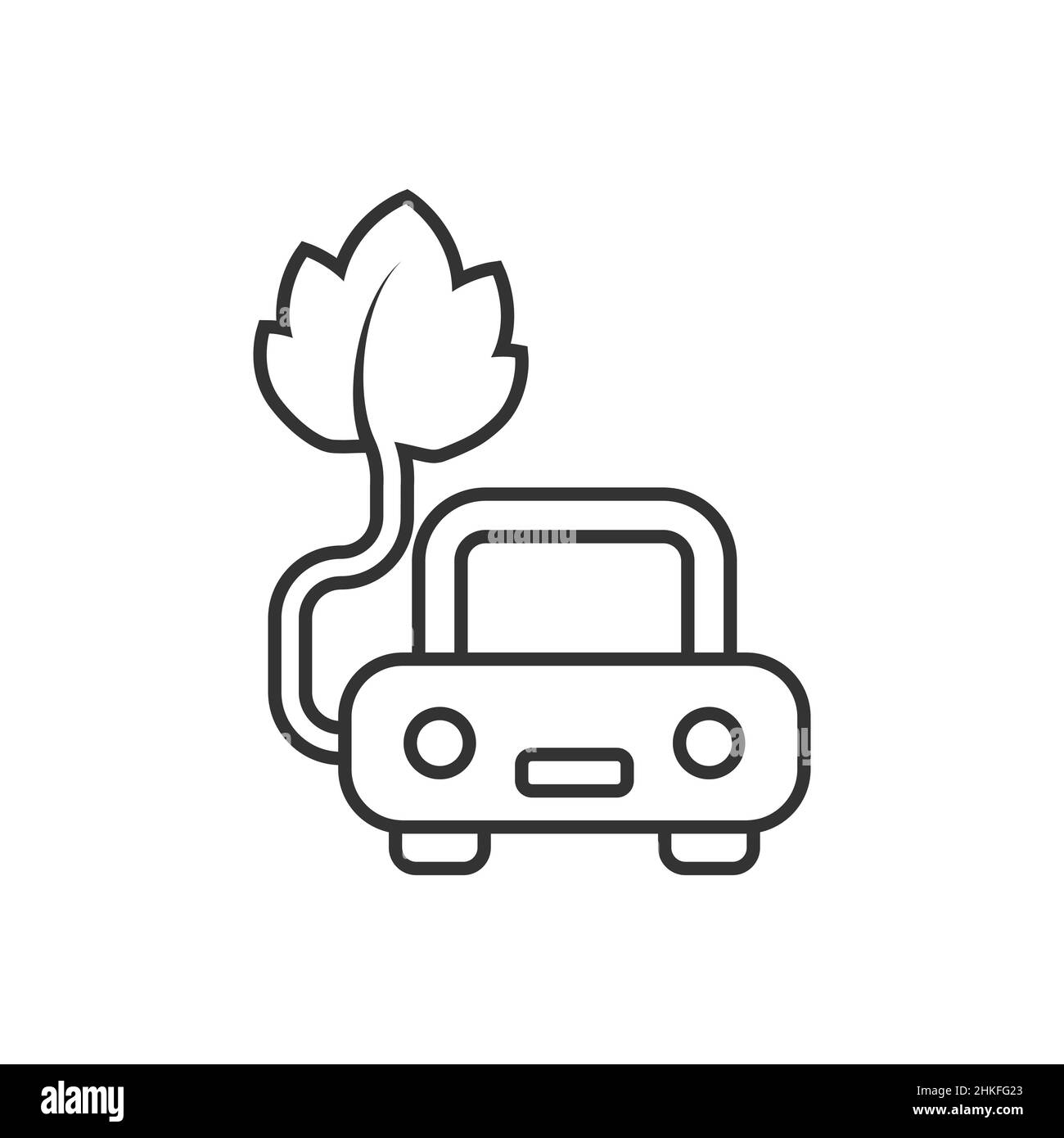 Eco car icon in flat style. Leaf and auto vector illustration on white ...