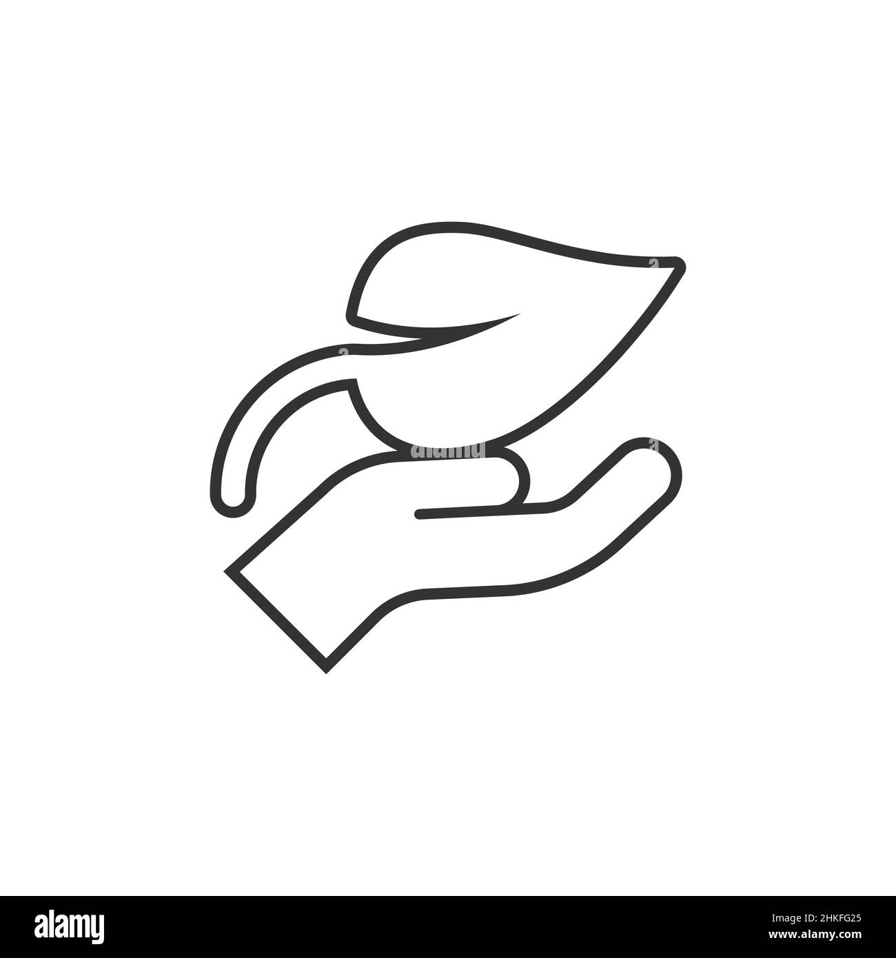 Hand with plant icon in flat style. Flower sprout vector illustration ...