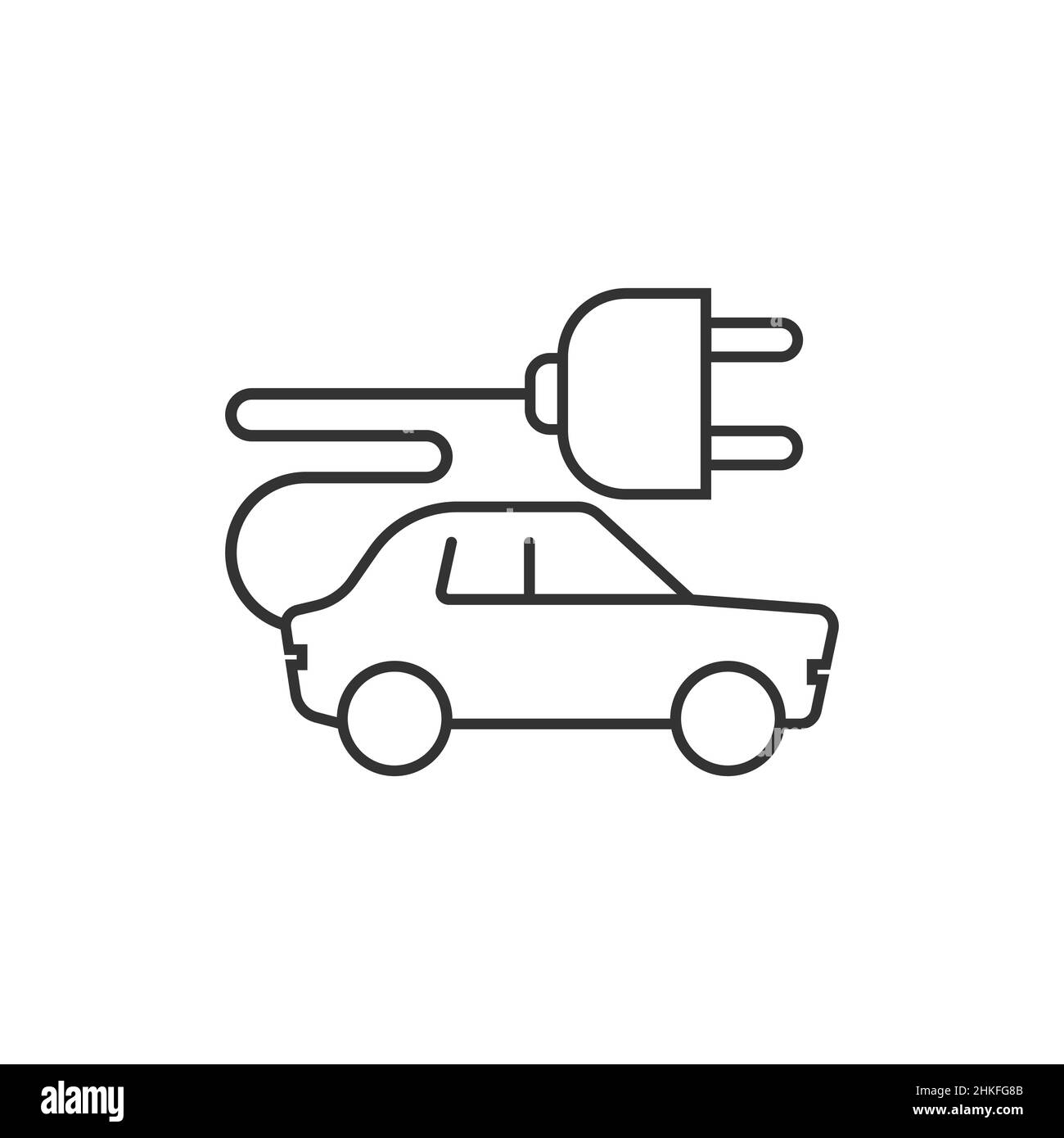 Electric car icon in flat style. Electro auto vector illustration on ...