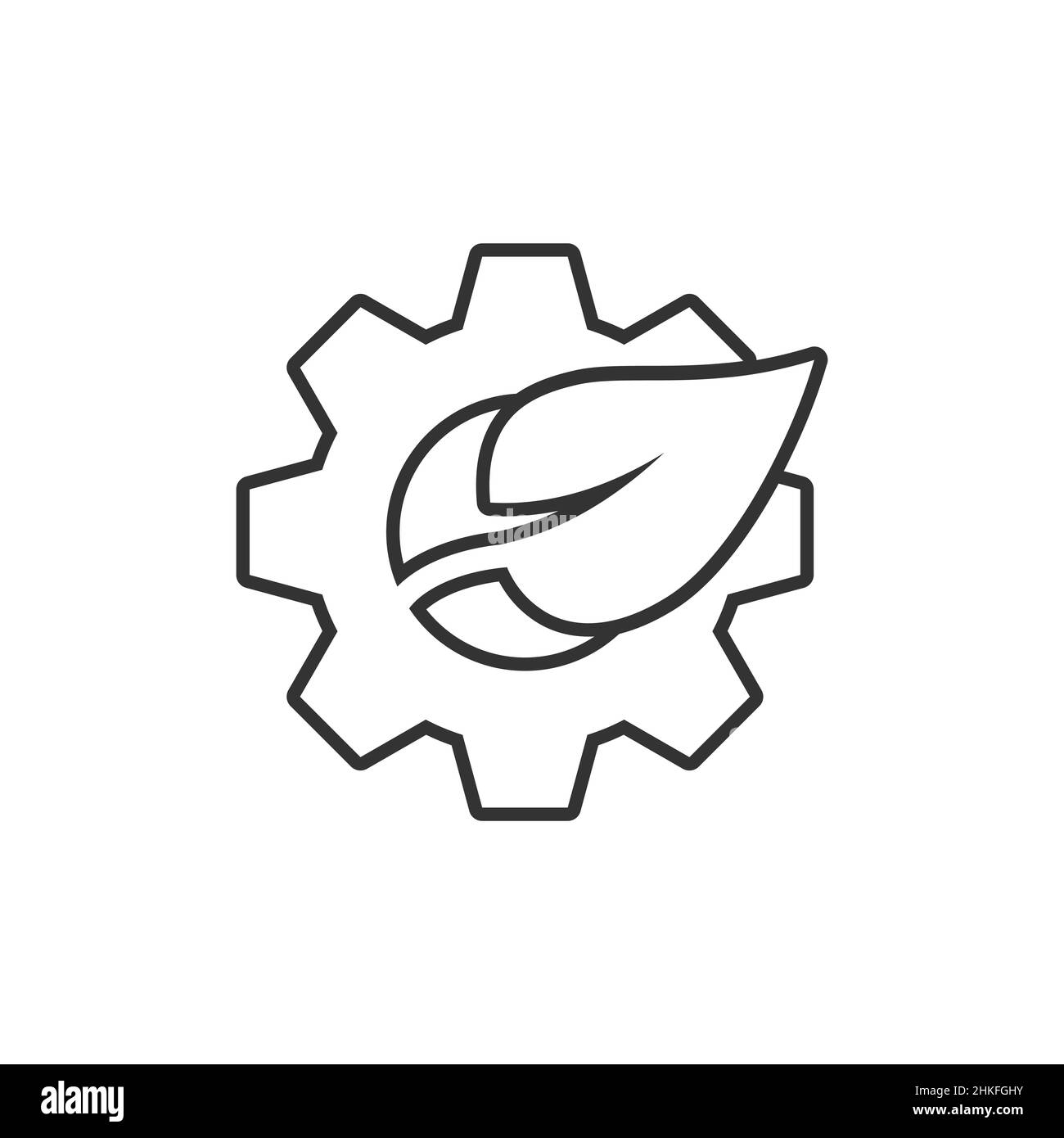 Eco gear icon flat Cut Out Stock Images & Pictures - Alamy