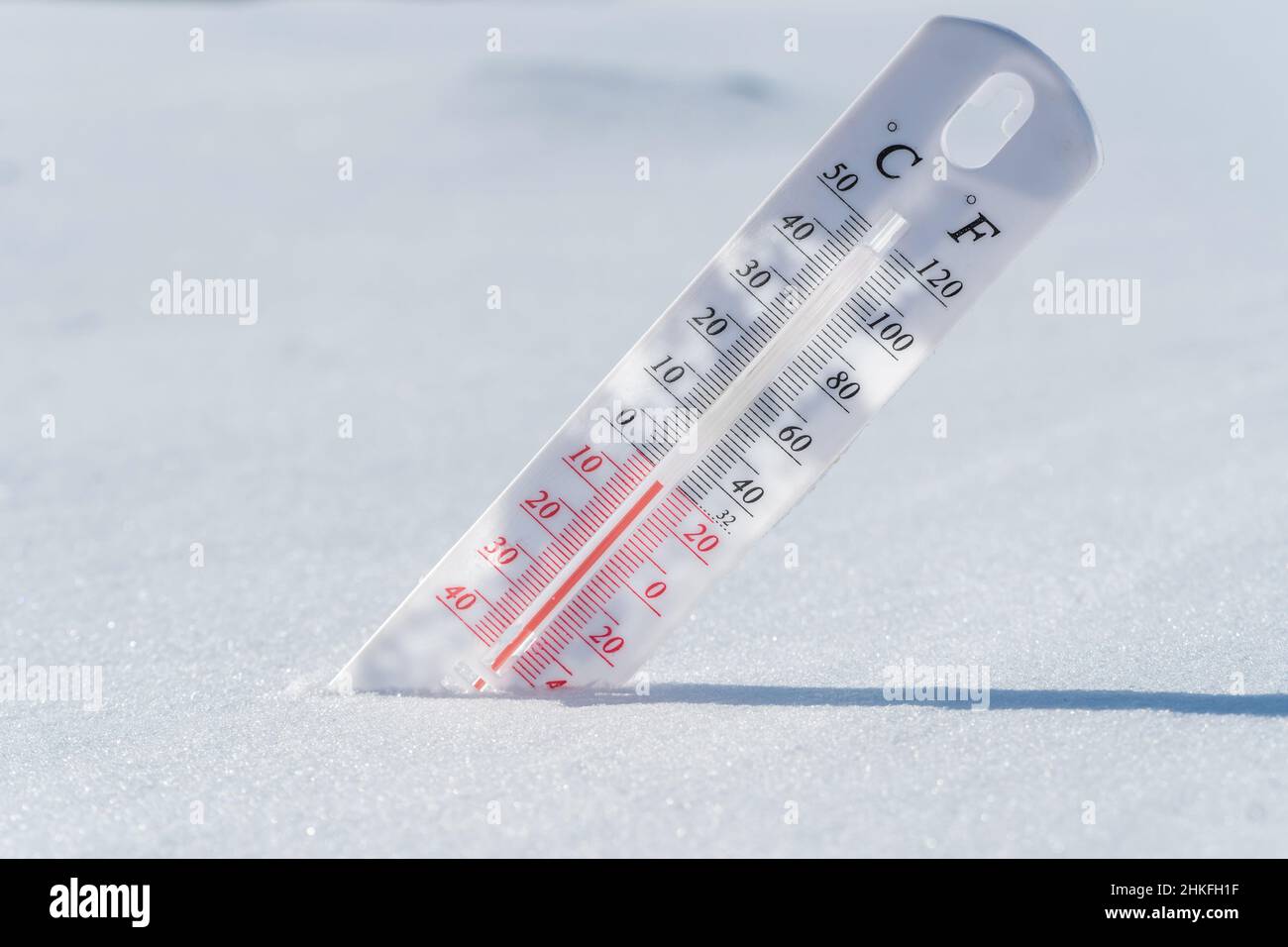 Thermometer in the snow. Climate, weather, forecast. Temperatures ...