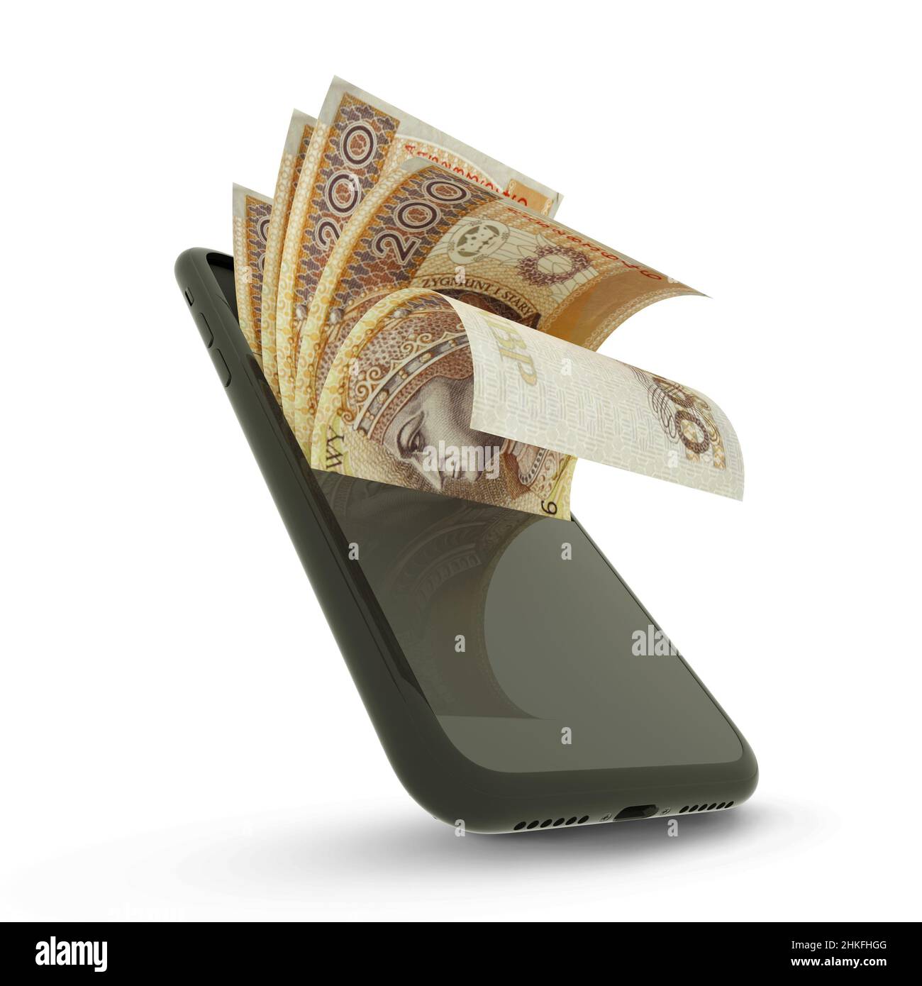 3D rending of polish zloty inside a mobile phone Stock Photo - Alamy