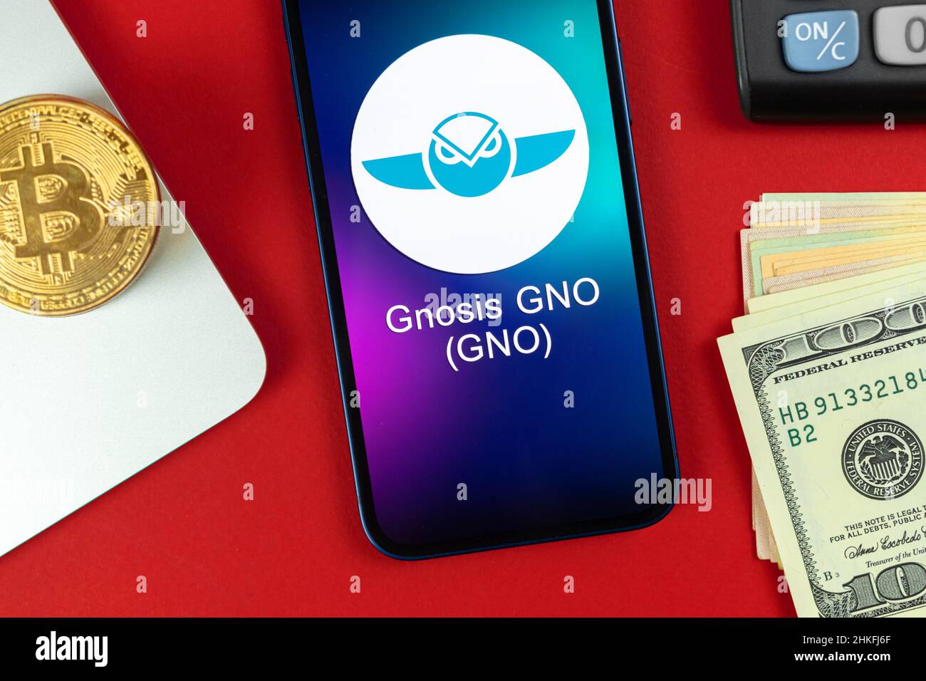 Kharkov, Ukraine - January 31, 2022: Gnosis GNO coin symbol. Trade with ...