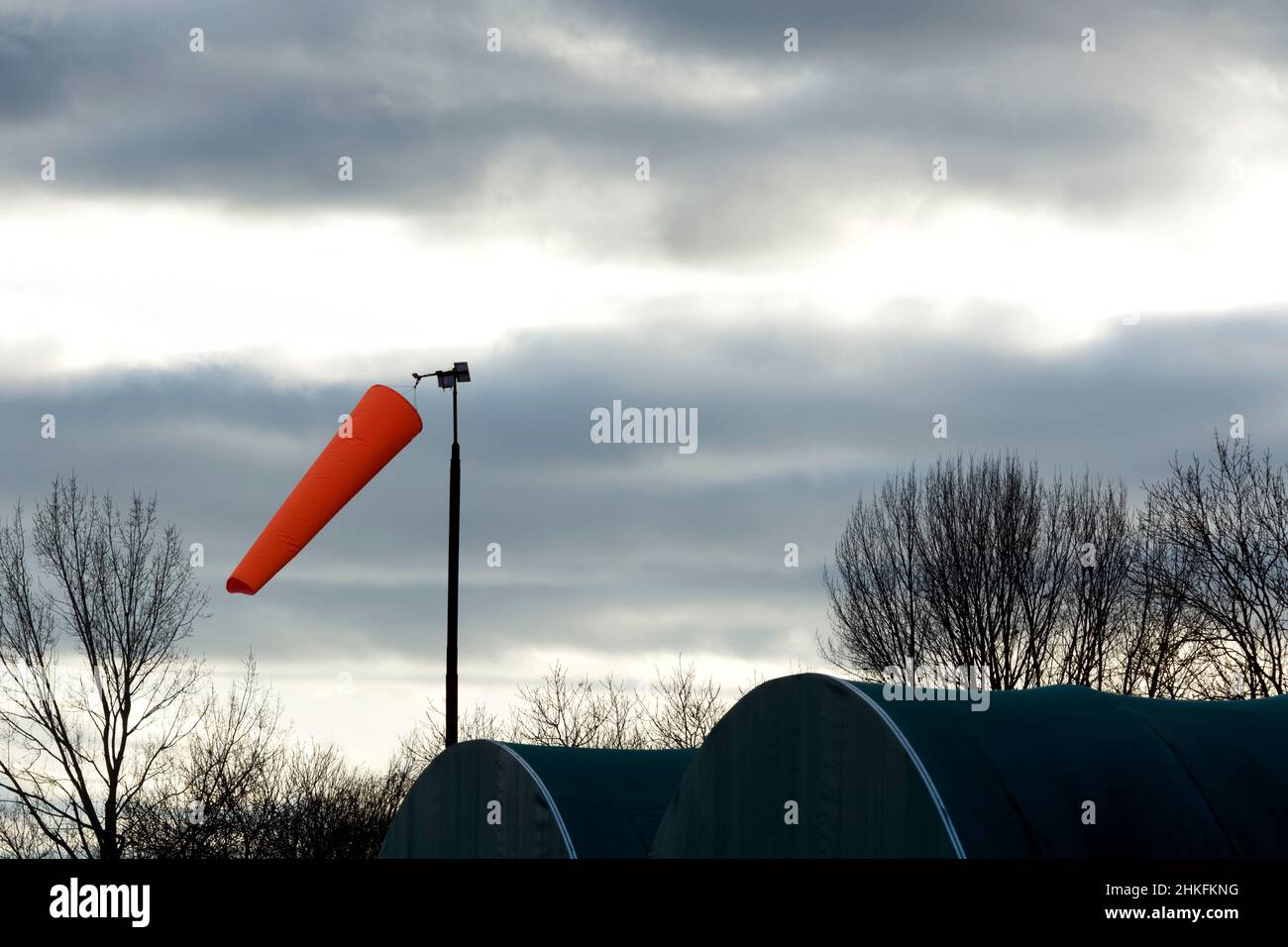 A windsock at Wellesbourne Airfield, Warwickshire, England, UK Stock ...