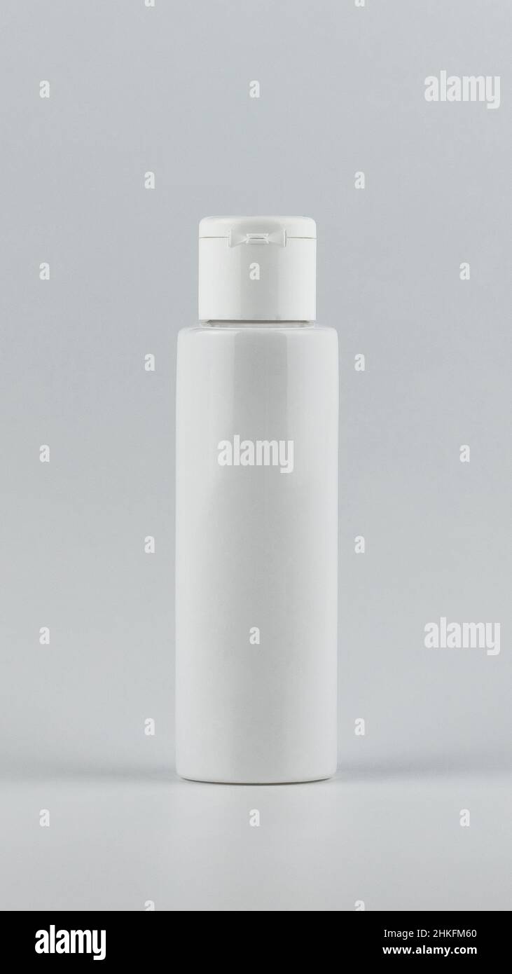 Skincare and cosmetology vertical mockup. Unbranded white plastic ...