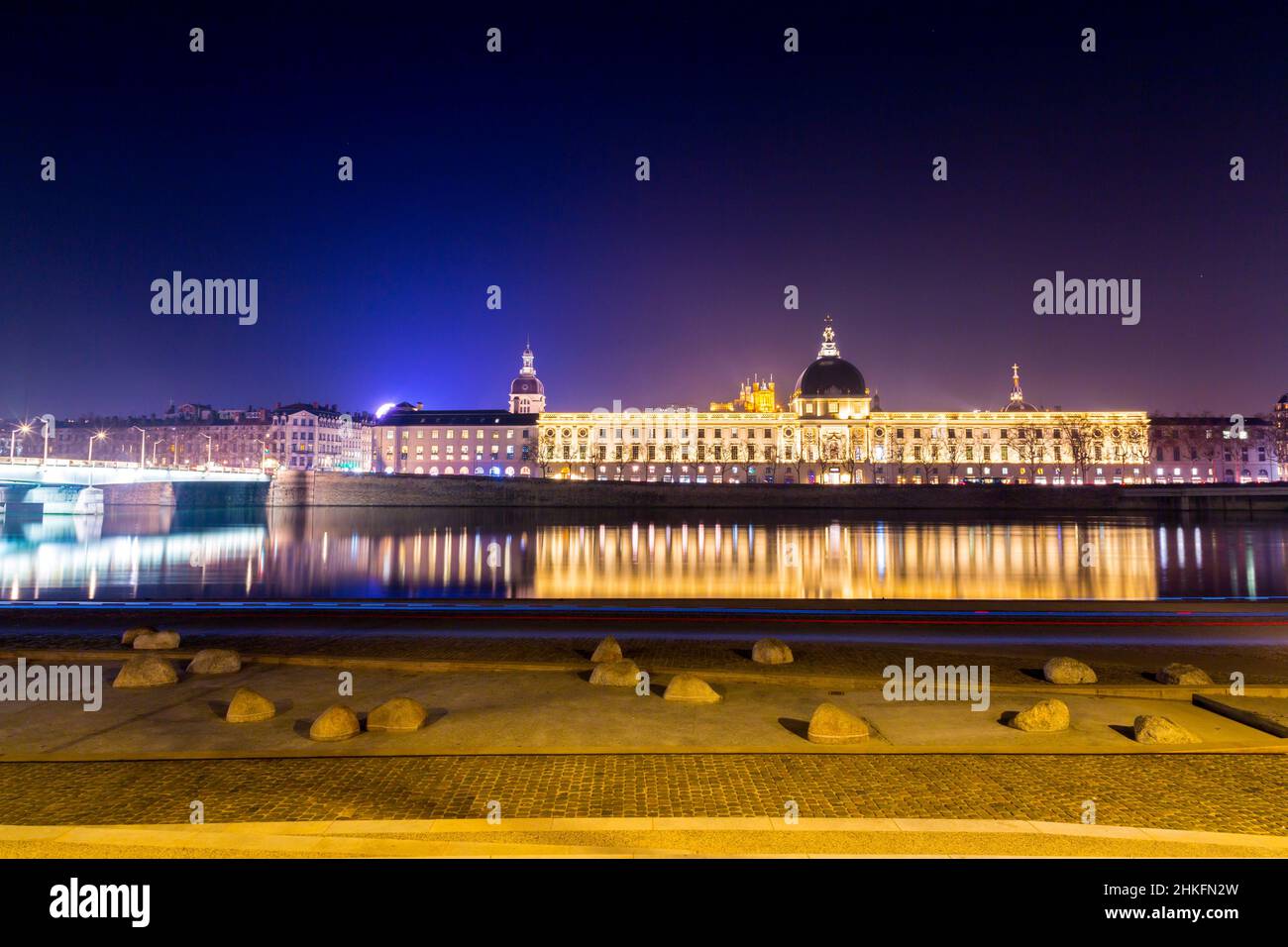Lyon, France - January 25, 2022: Night view of the Hotel ...