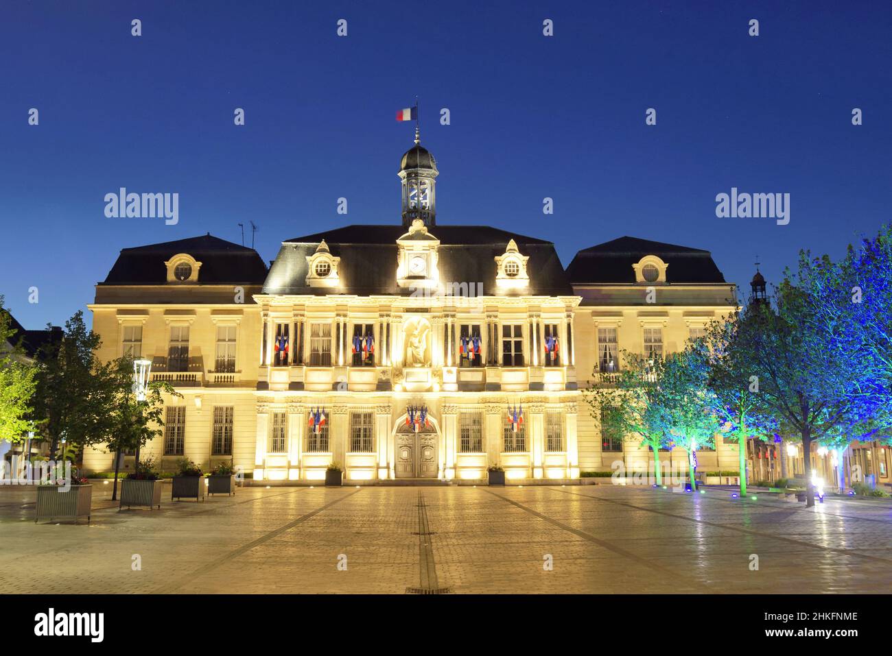 France, Aube, Troyes, place Alexandre Israel square, city hall Stock ...