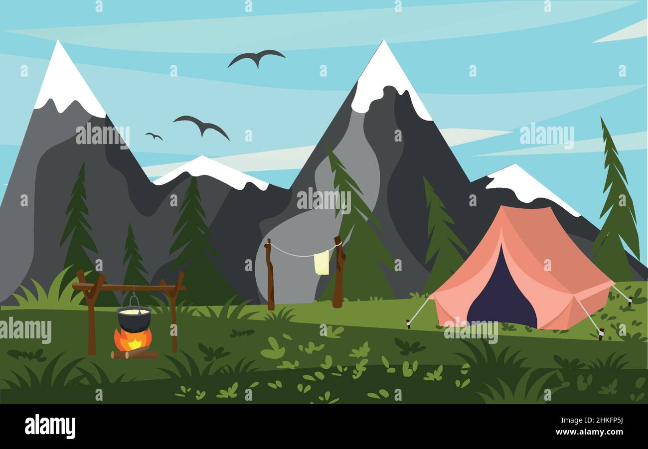 Spring forest scene Stock Vector Images - Alamy