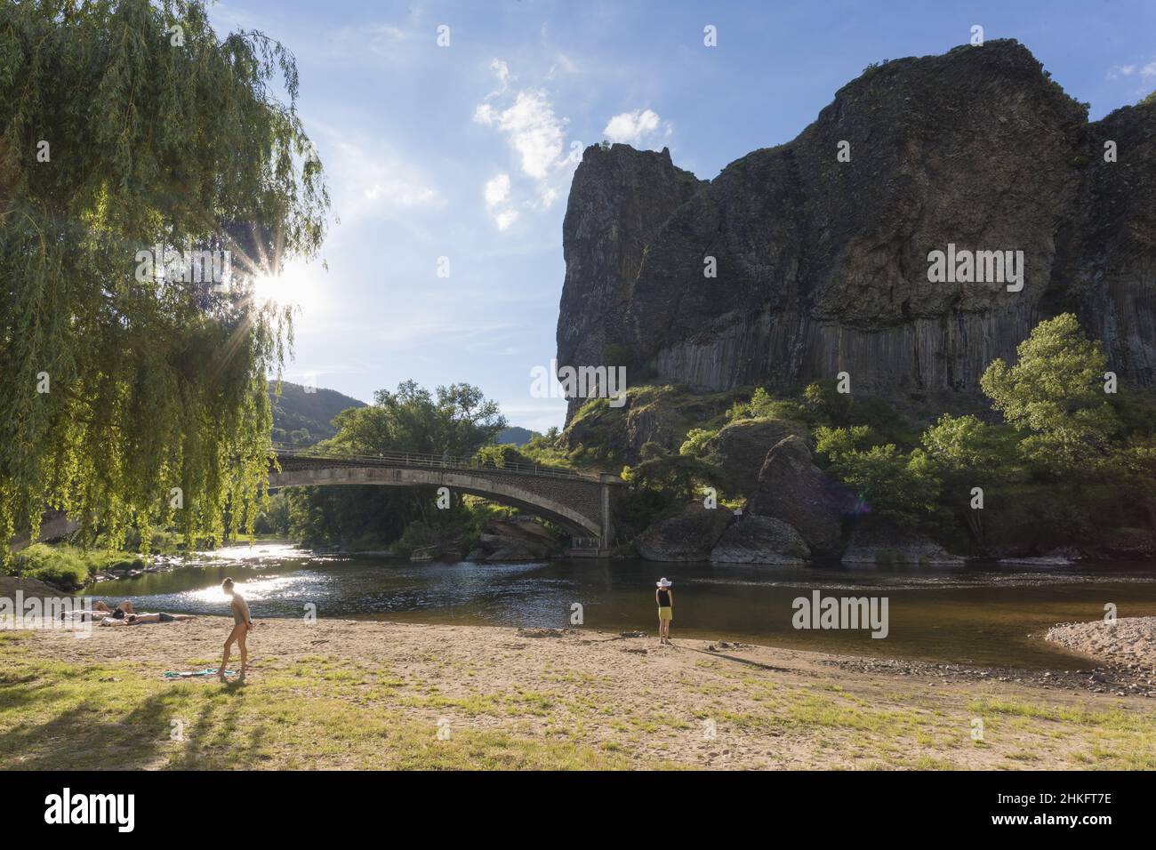 France, Haute-Loire, Prades, columnar jointed basalt in the upper ...