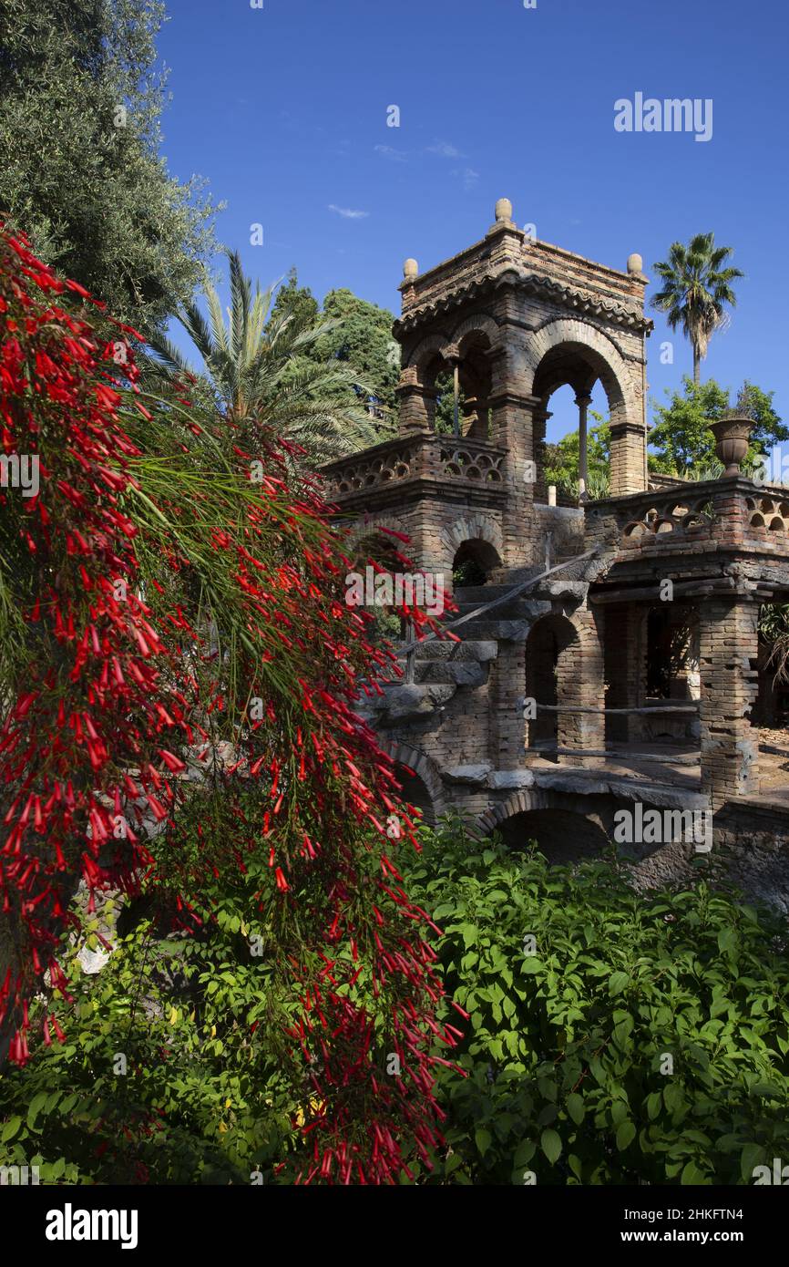 Italy, Sicily, Taormina, Victorian brick folly in the middle of the ...