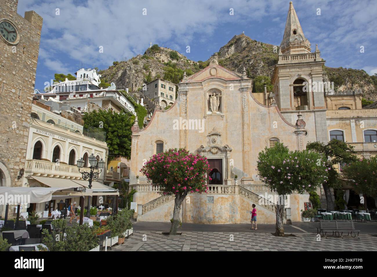 Italy, Sicily, Taormina, church of San Giuseppe on the 9-April square ...