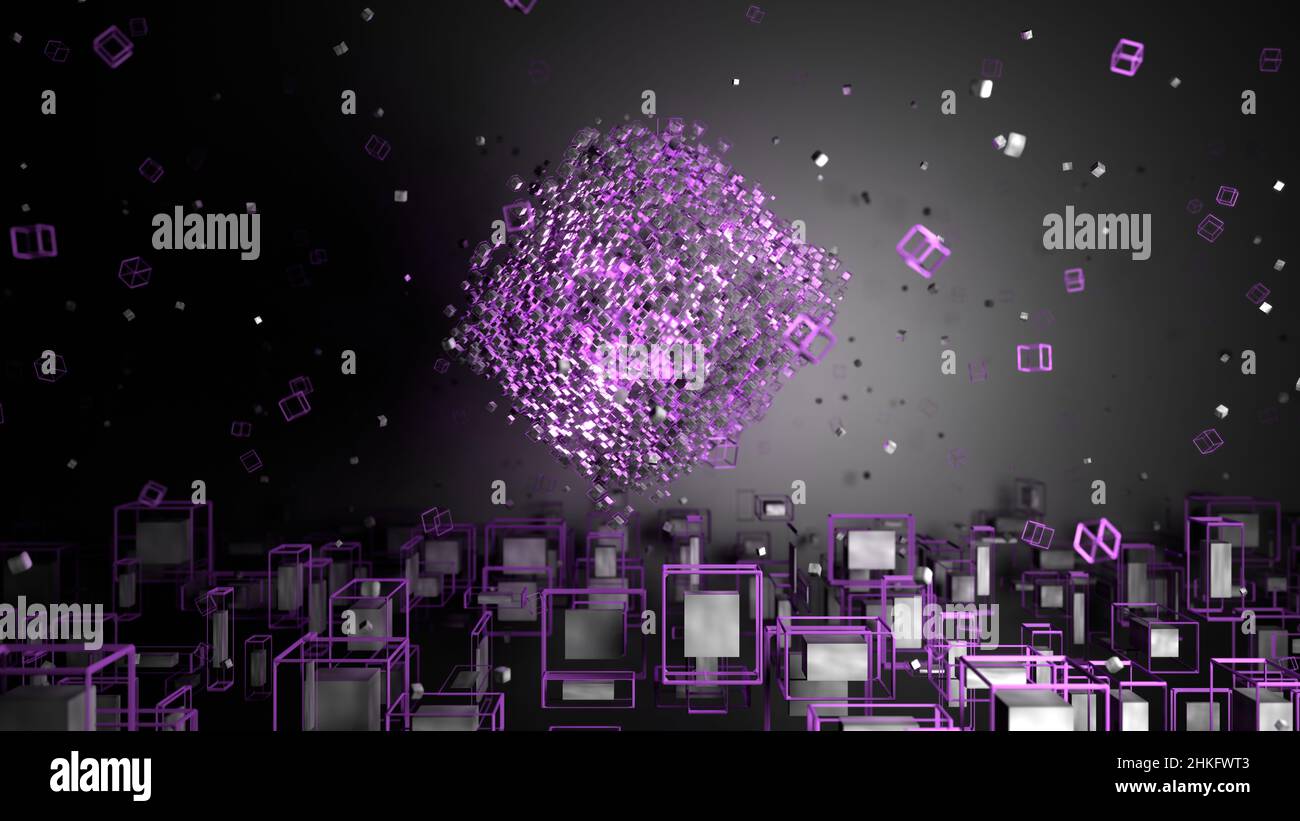 3d render. Abstract geometric shapes. Cubes form big cube. Creative ...
