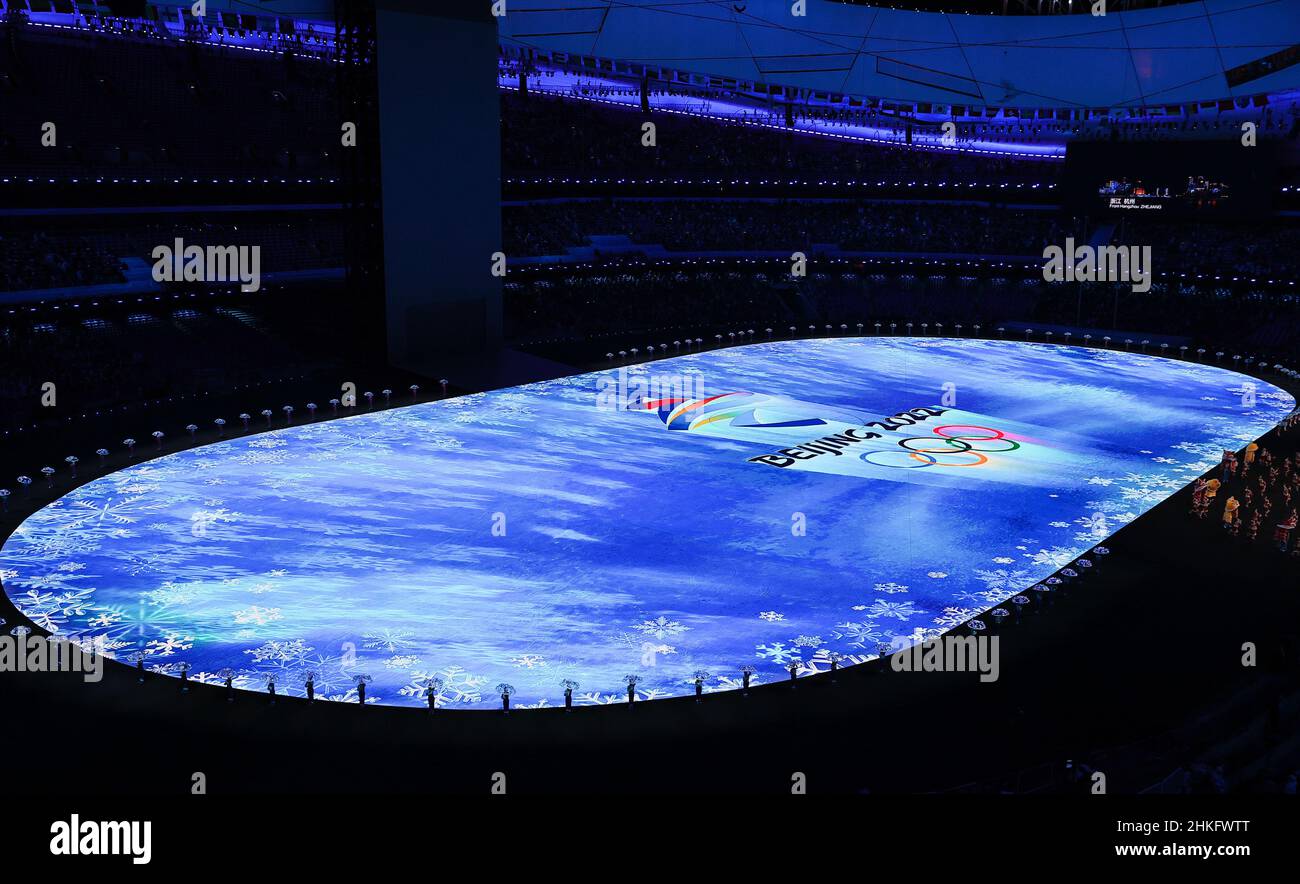 Beijing, China. 4th Feb, 2022. Artists perform before the opening ...