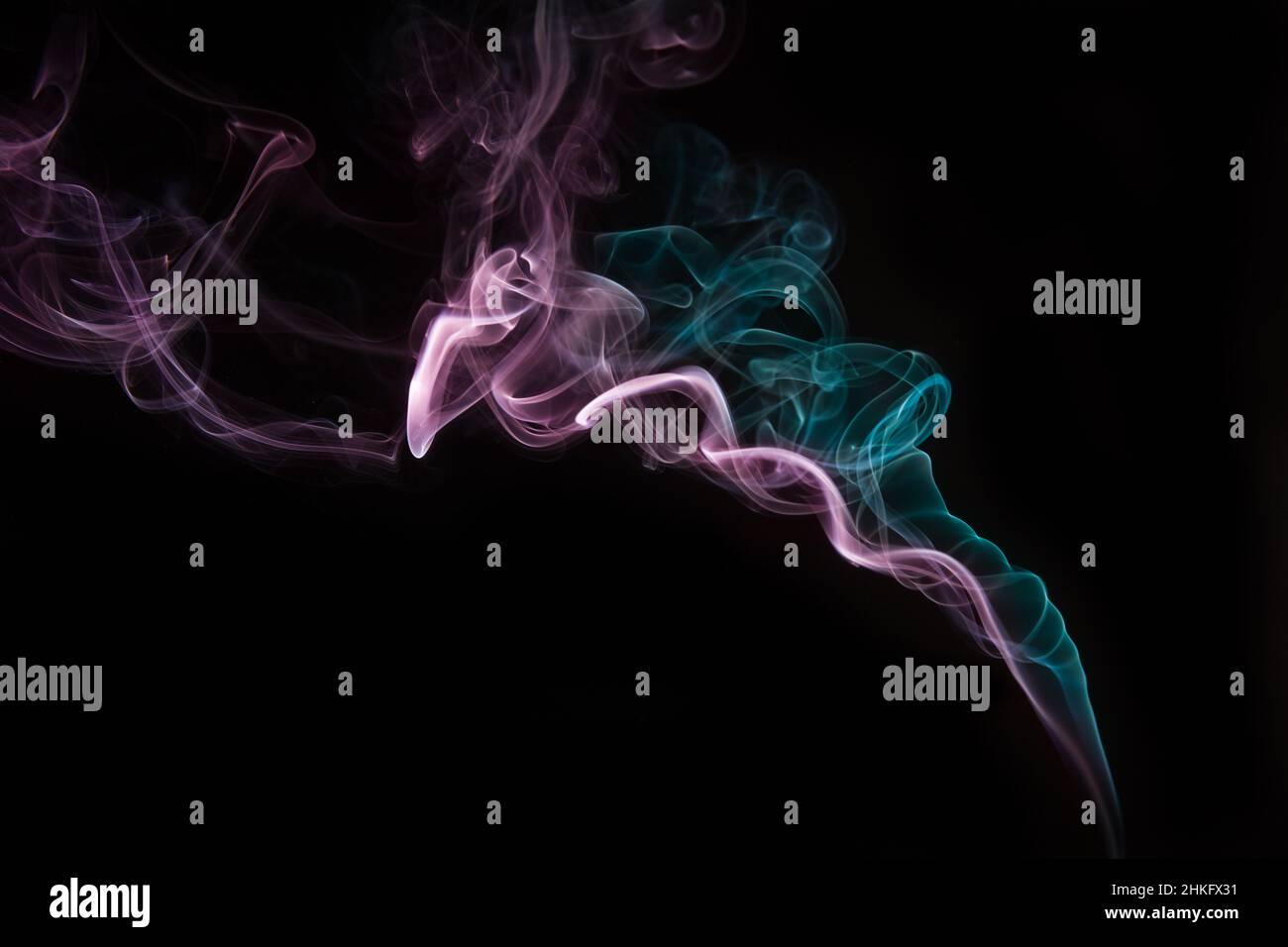Illustration of blue and purple fumes on the black background Stock ...
