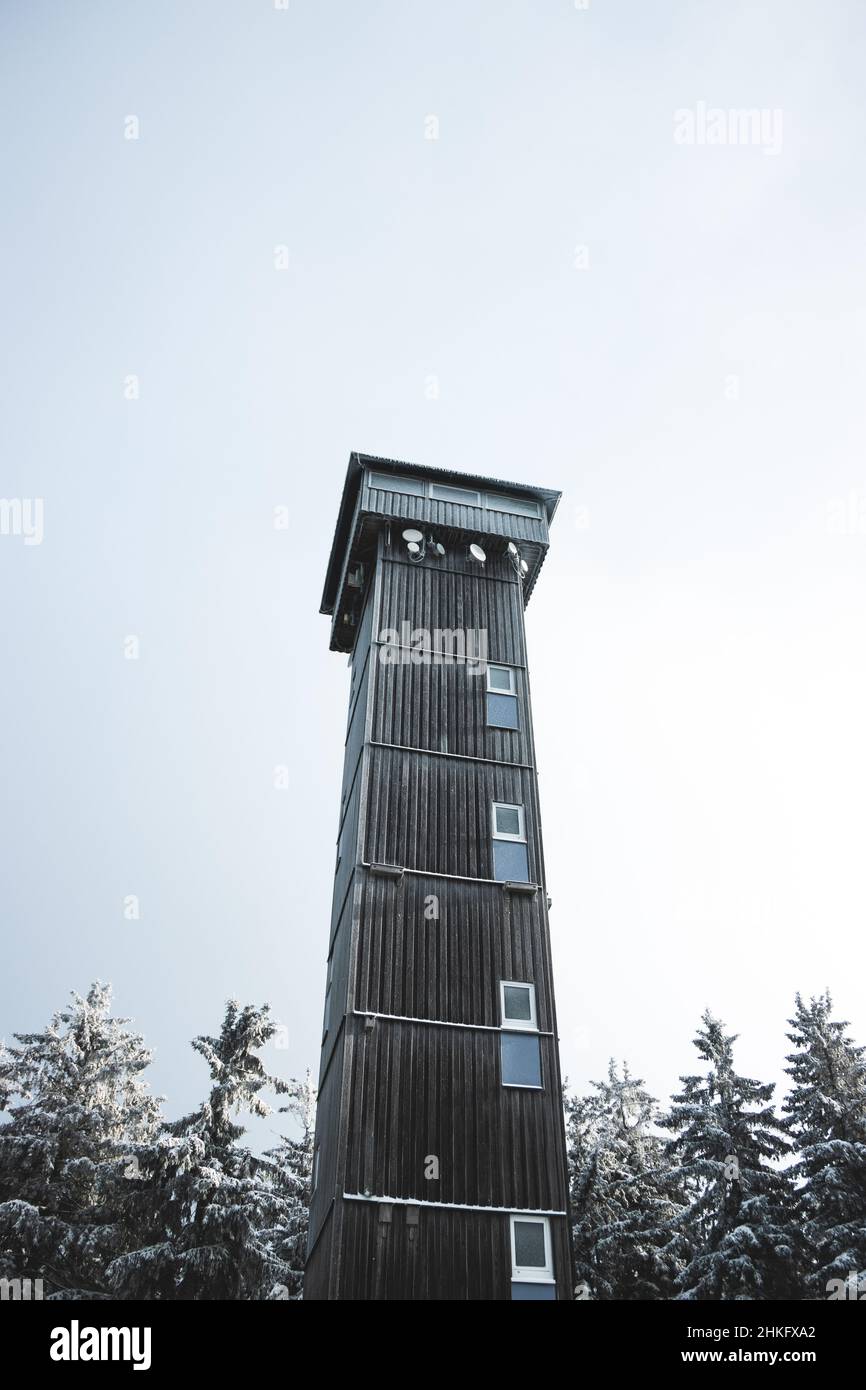 Black tower deep in the woods Stock Photo - Alamy