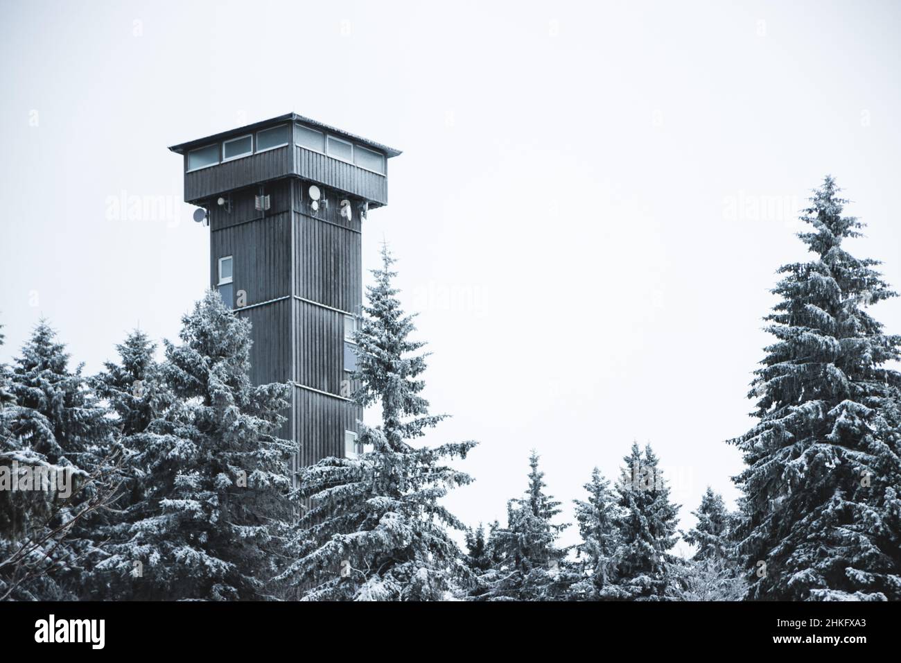 Black tower deep in the woods Stock Photo - Alamy