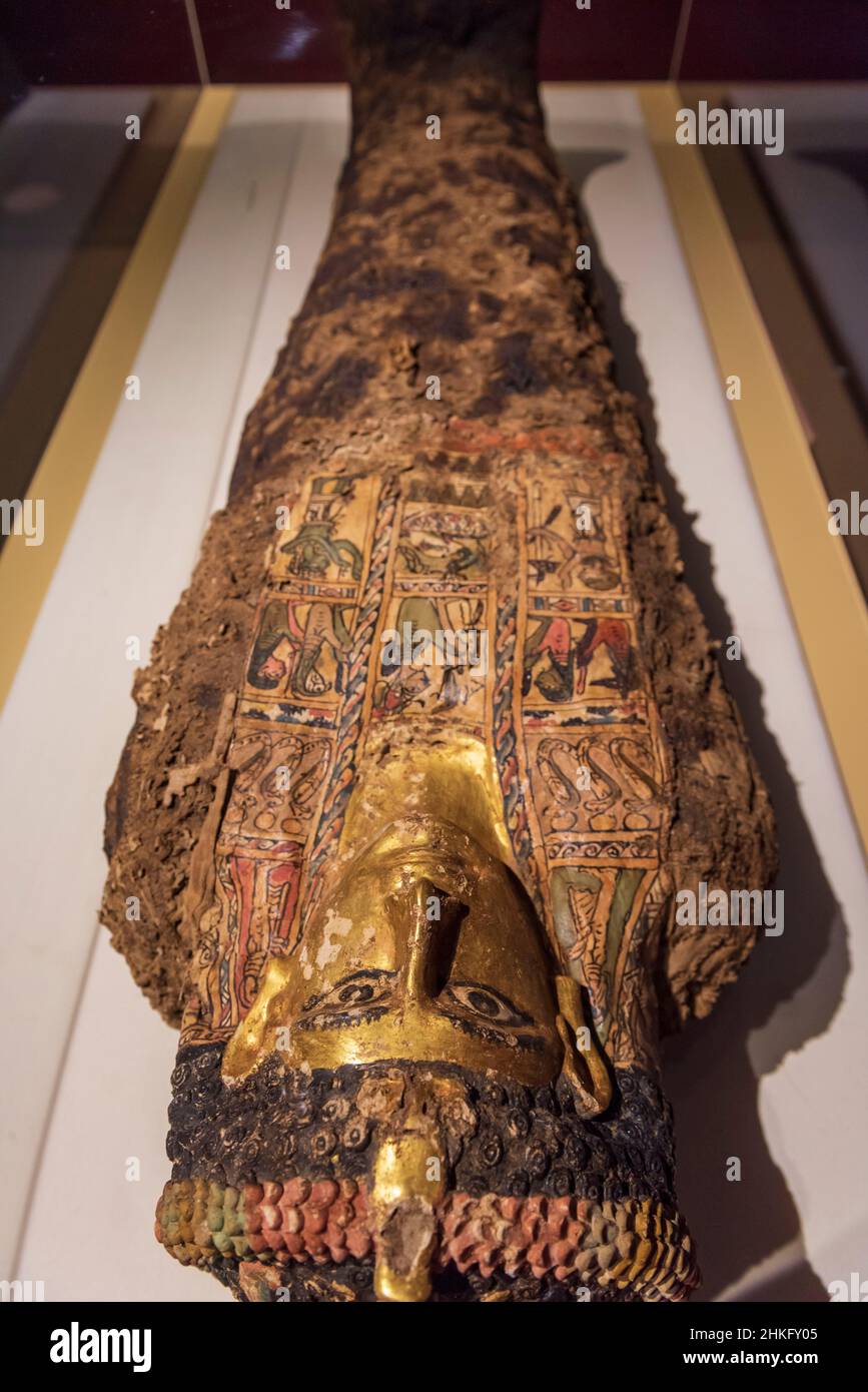 Egypt, Red Sea Governorate, Hurghada, Hurghada Museum, Mummy of a man ...