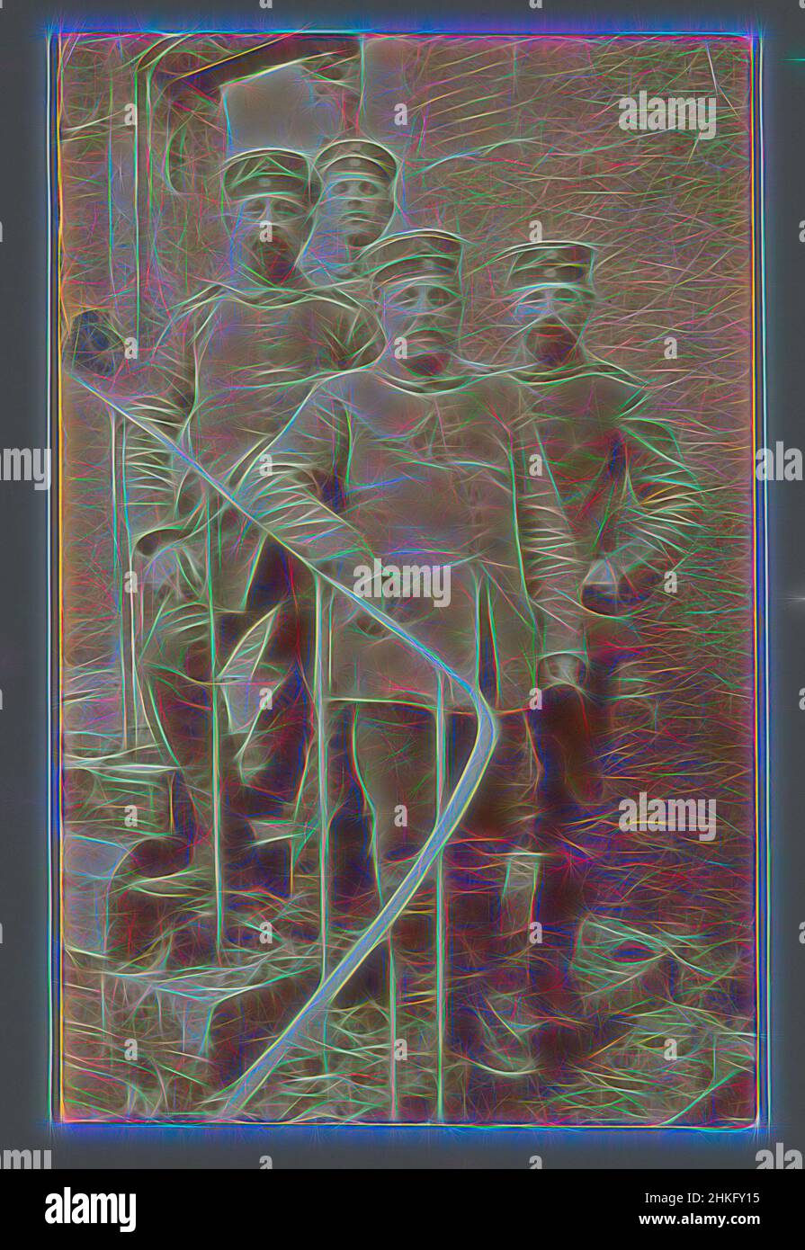 Inspired by Portrait of four unknown men in uniform on a staircase ...