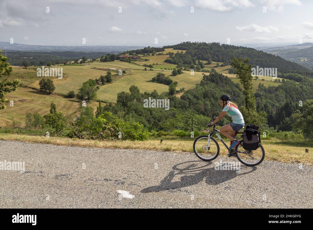 France, Ardeche, cycling trip, going up to the Col de Juvenet Stock ...
