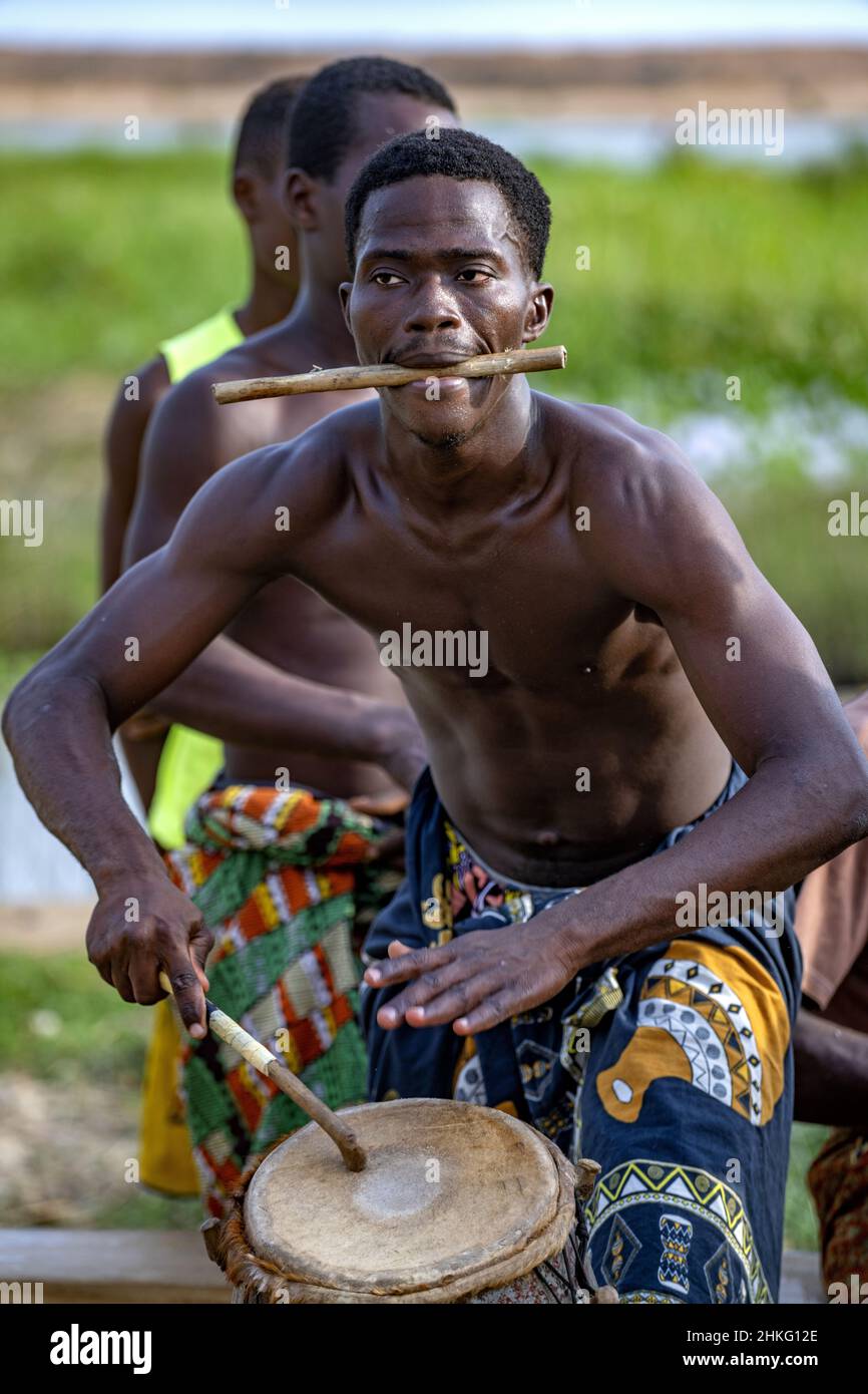 Benin, Grand Popo province, village of Heve, Zangbeto voodoo dance for ...