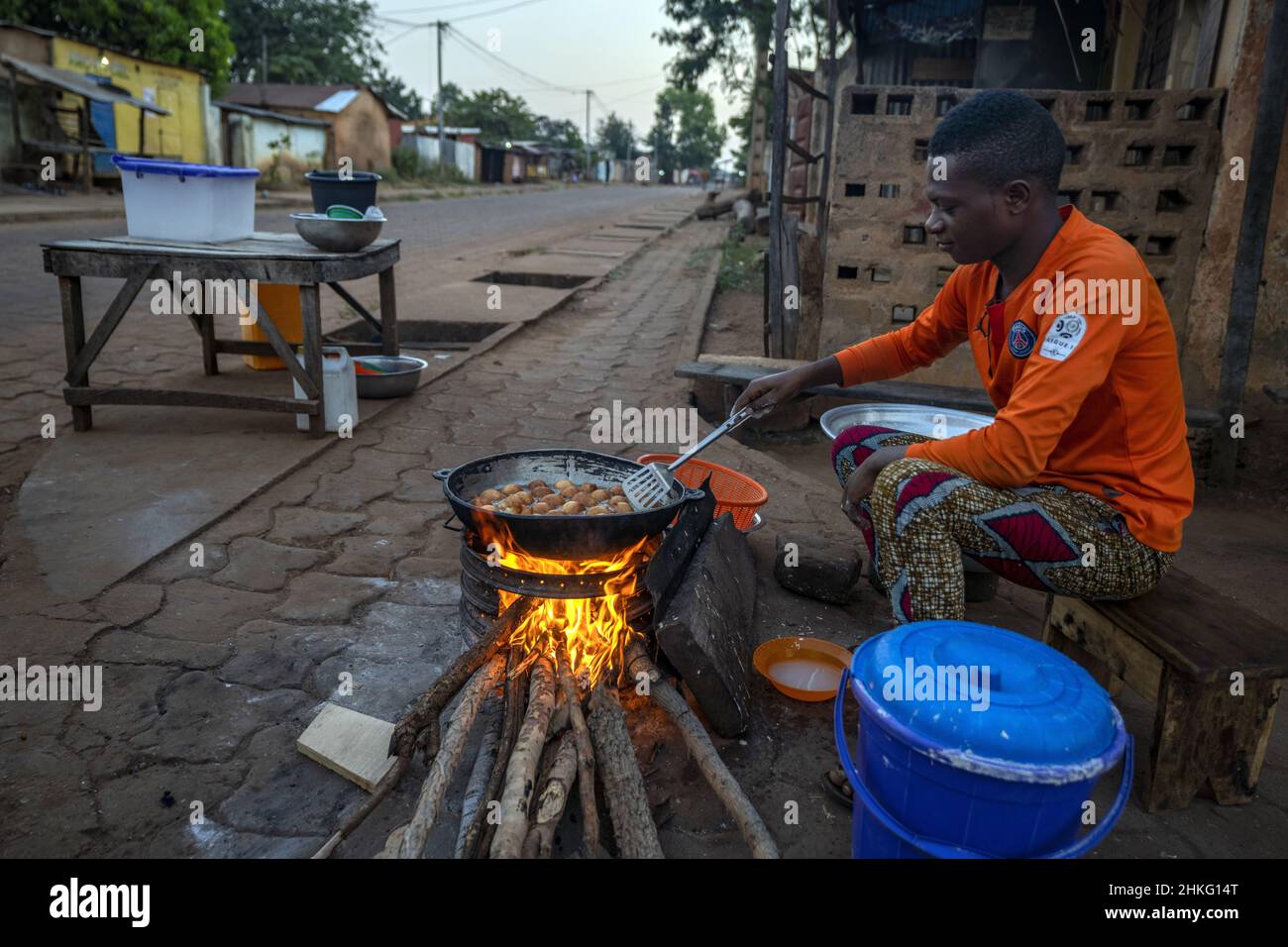 Benin, Natitingou, fritters for breakfast Stock Photo - Alamy