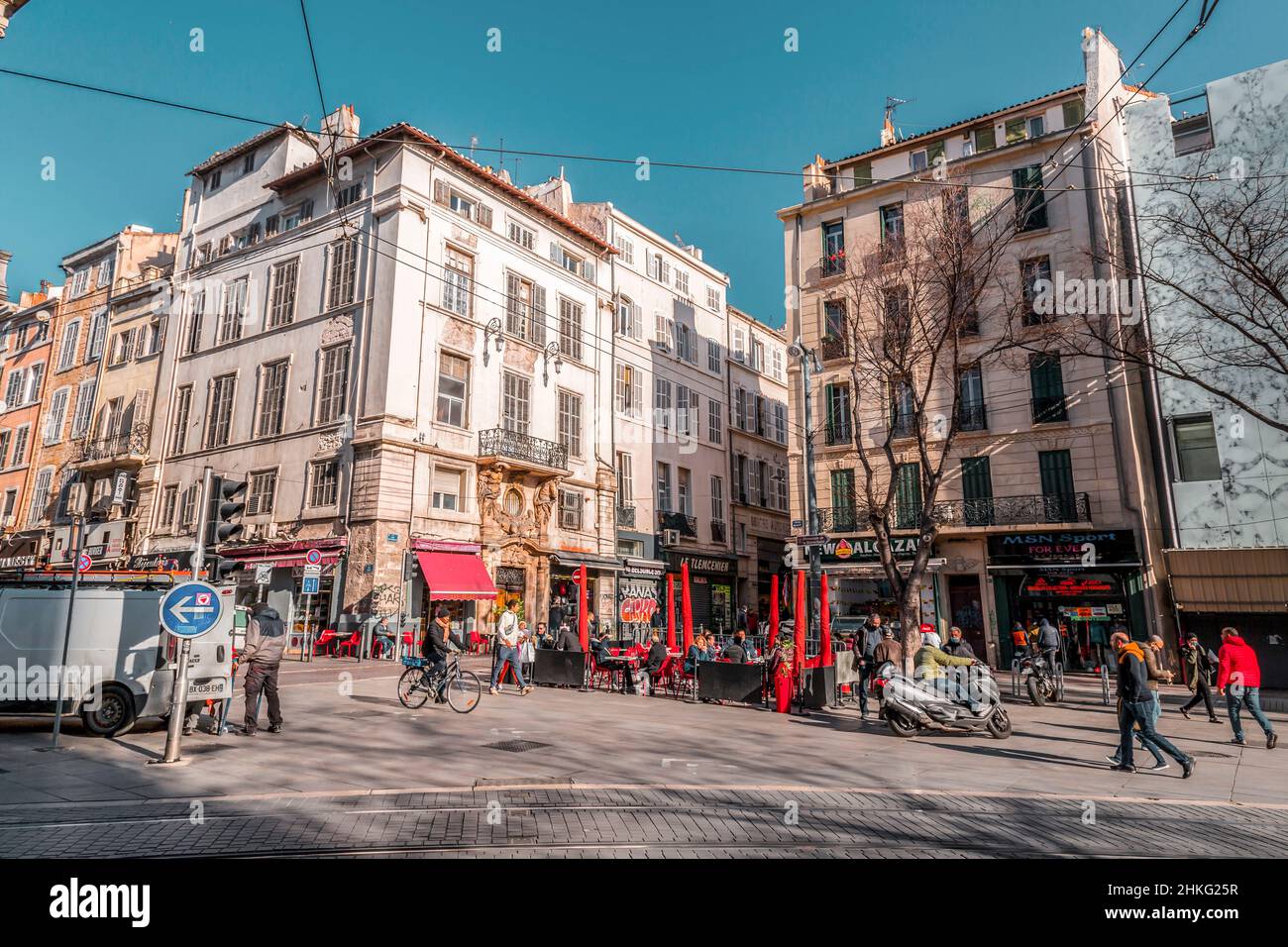 Marseille, France - January 28, 2022: Street view from the central ...