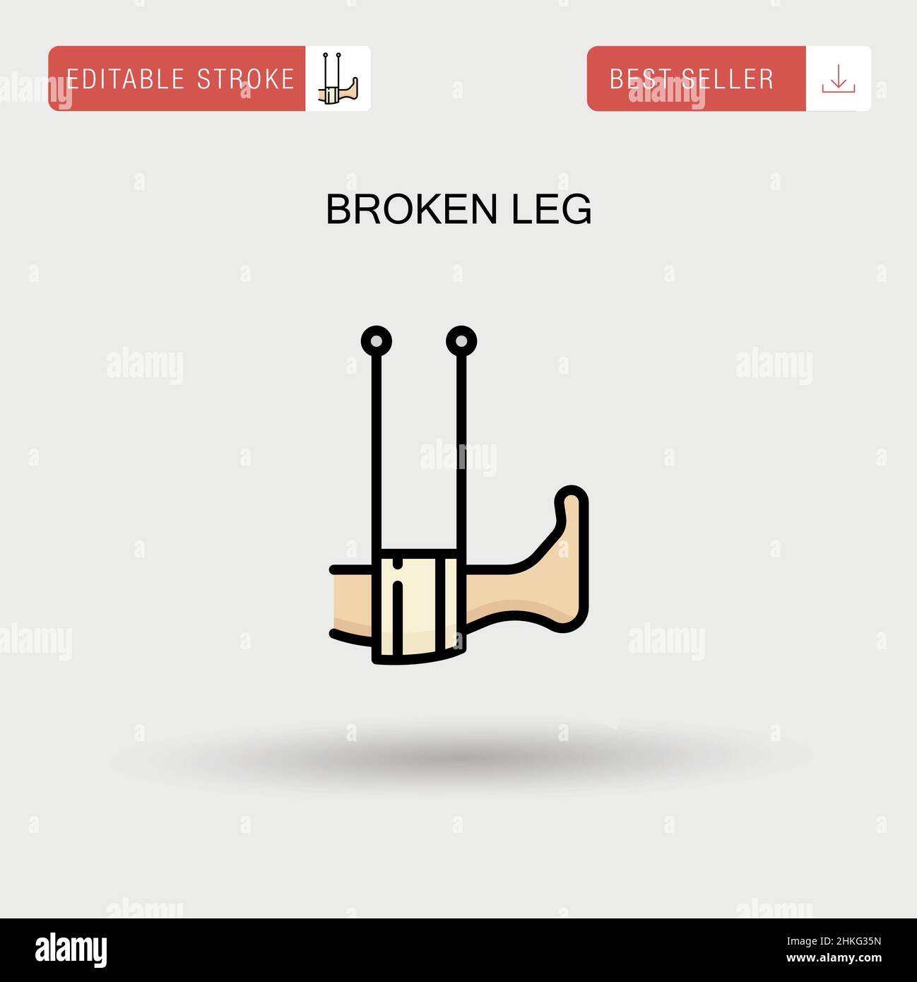 Broken leg Simple vector icon Stock Vector Image & Art - Alamy