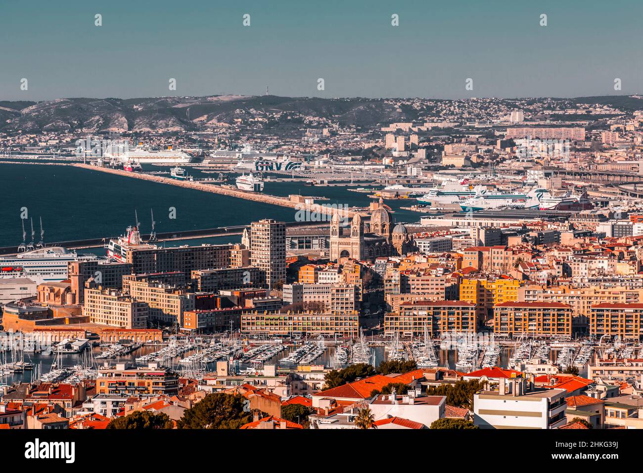 Marseille, France - January 28, 2022: Aerial view of the city of ...