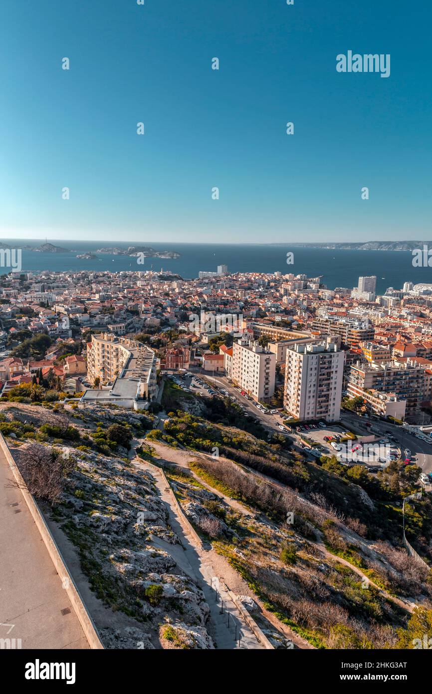Marseille, France - January 28, 2022: Aerial view of the city of ...