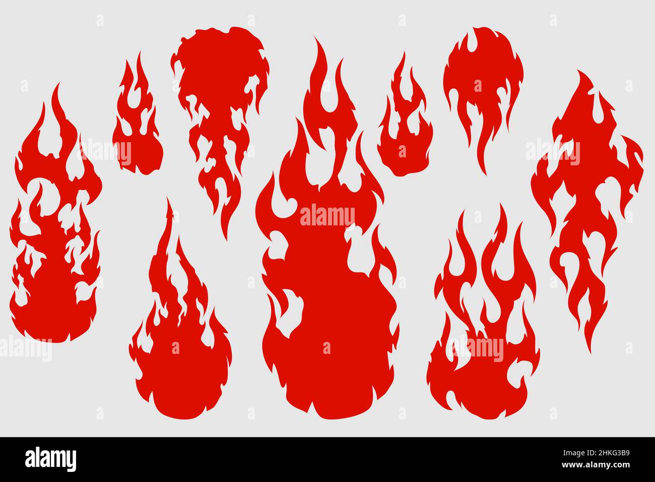 ragged red flame, old school styled vector elements, isolated vector ...