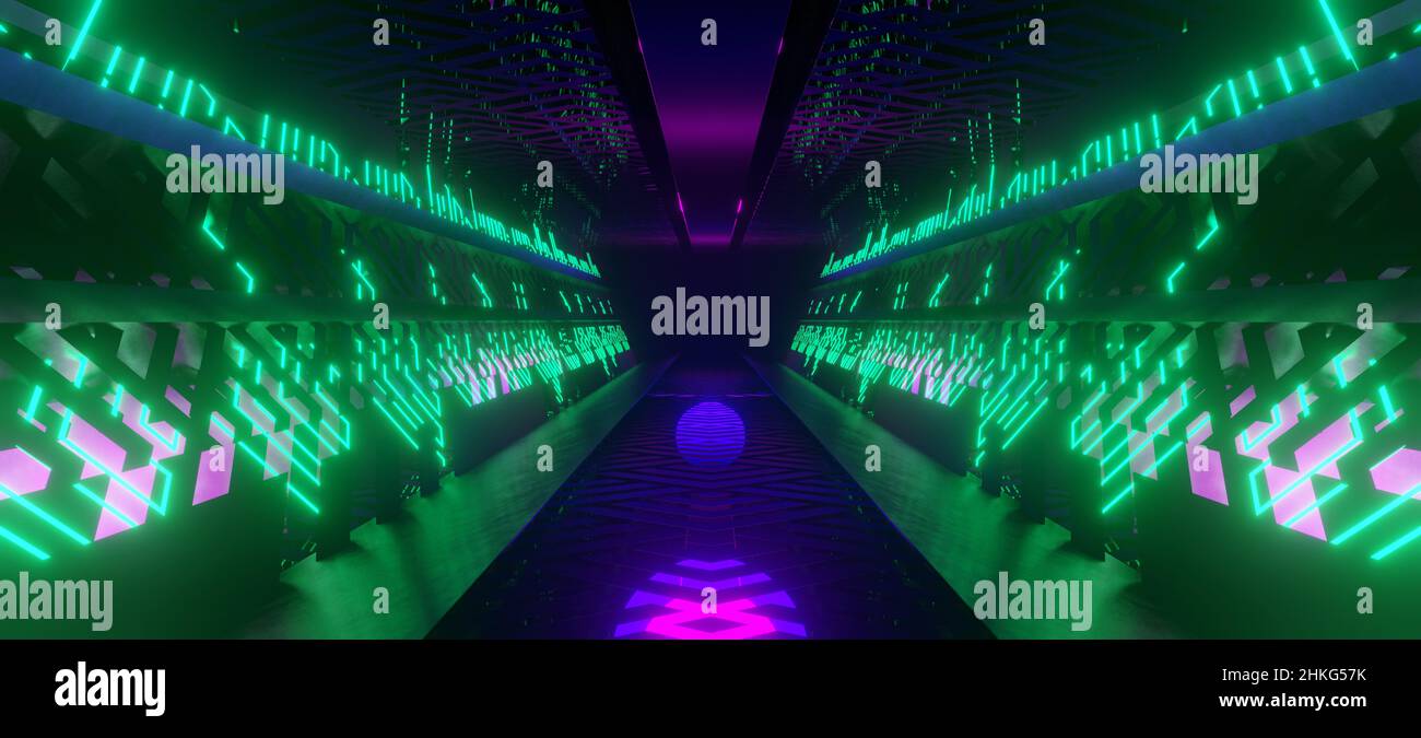 Interdimensional Alien Hangar Tunnel Futuristic Hallway Cyberpunk Disco ...