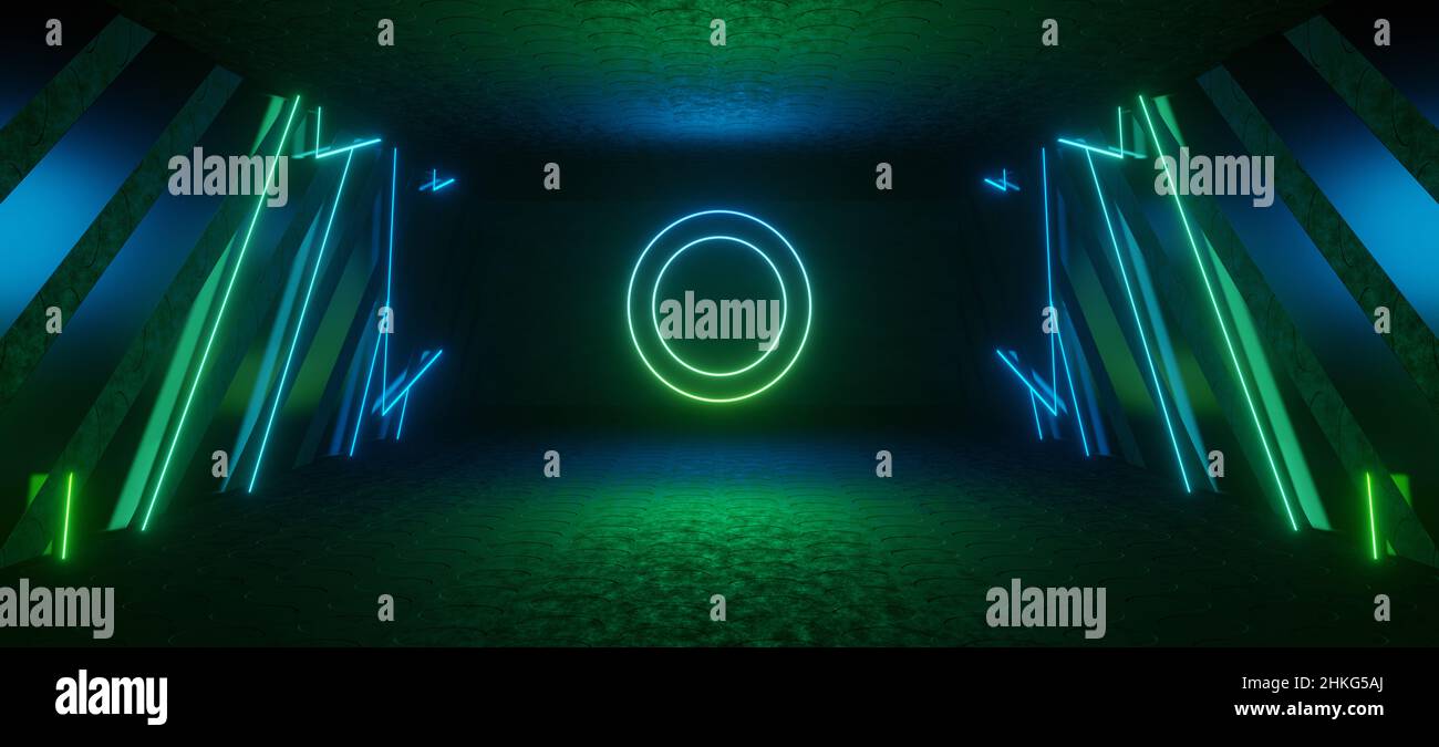 Elegant Pedestal Platform Tunnel Space Phantom Neon Glowing with Light ...