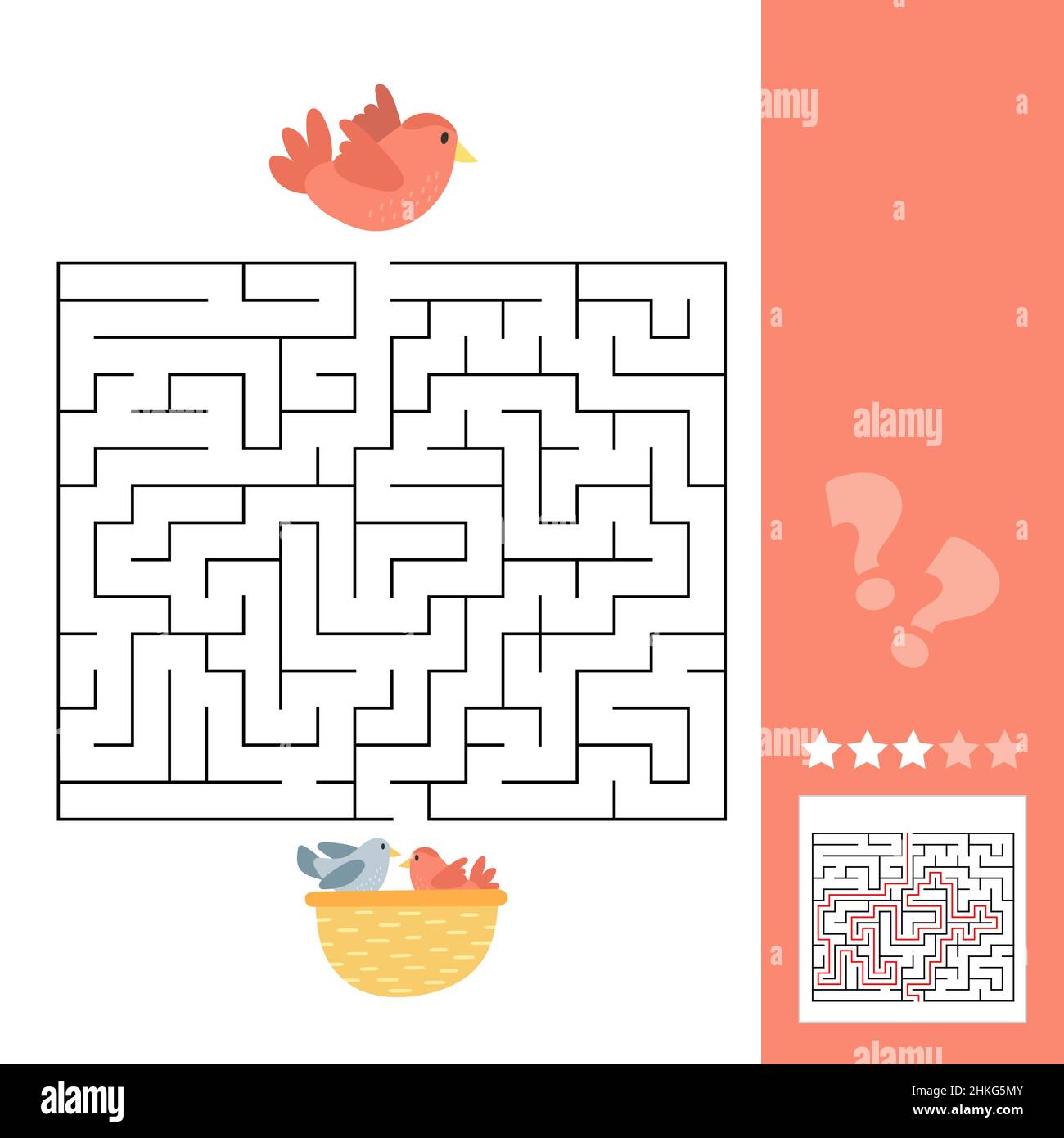 Maze game for children, education worksheet for kids. Bird and nest ...
