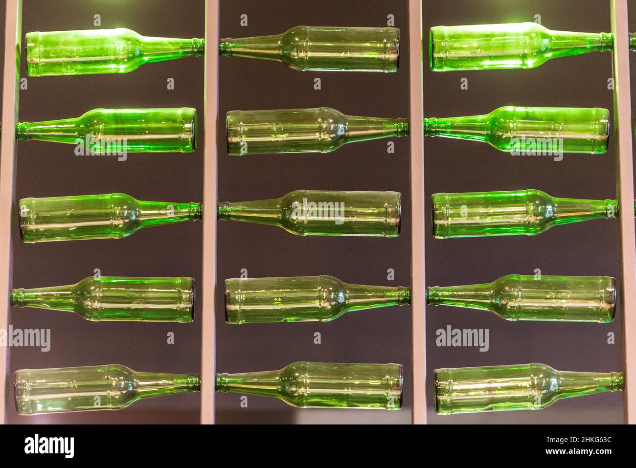 Green Beer bottles. Empty bottles under a bright light. A variant of ...