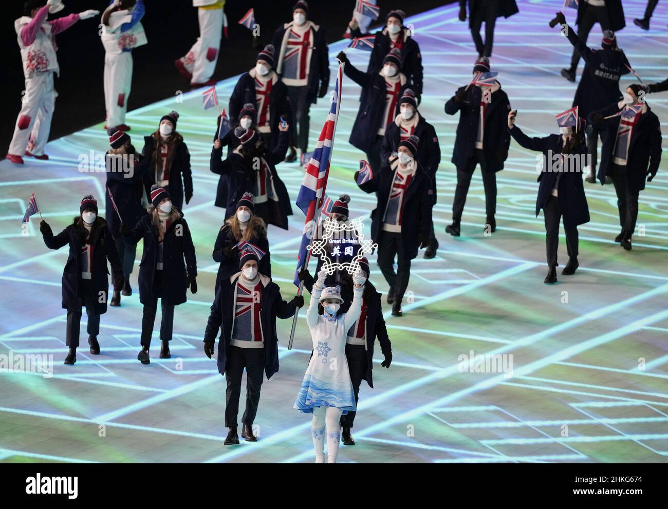 Beijing, China. 04th Feb, 2022. Flag bearers and Athletes of team Great ...