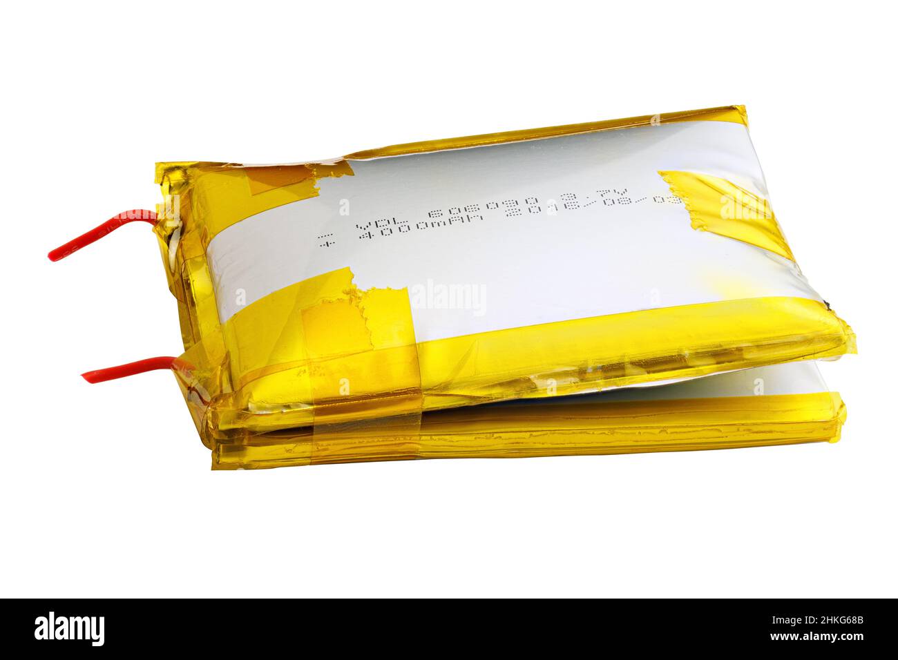 swollen double Li-ion battery pack isolated on white background Stock ...