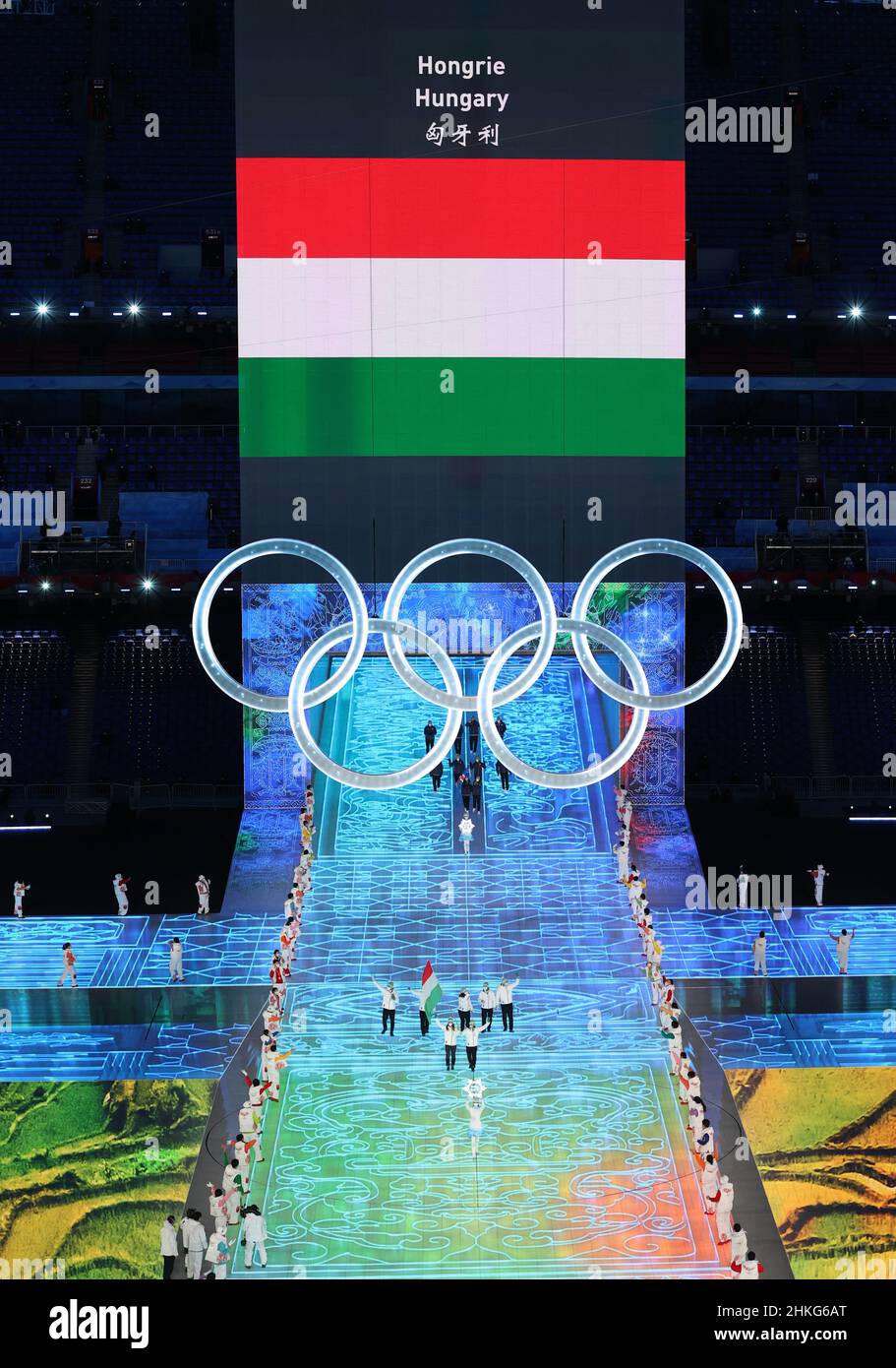 Beijing, China. 4th Feb, 2022. The Olympic delegation of Hungary parade ...