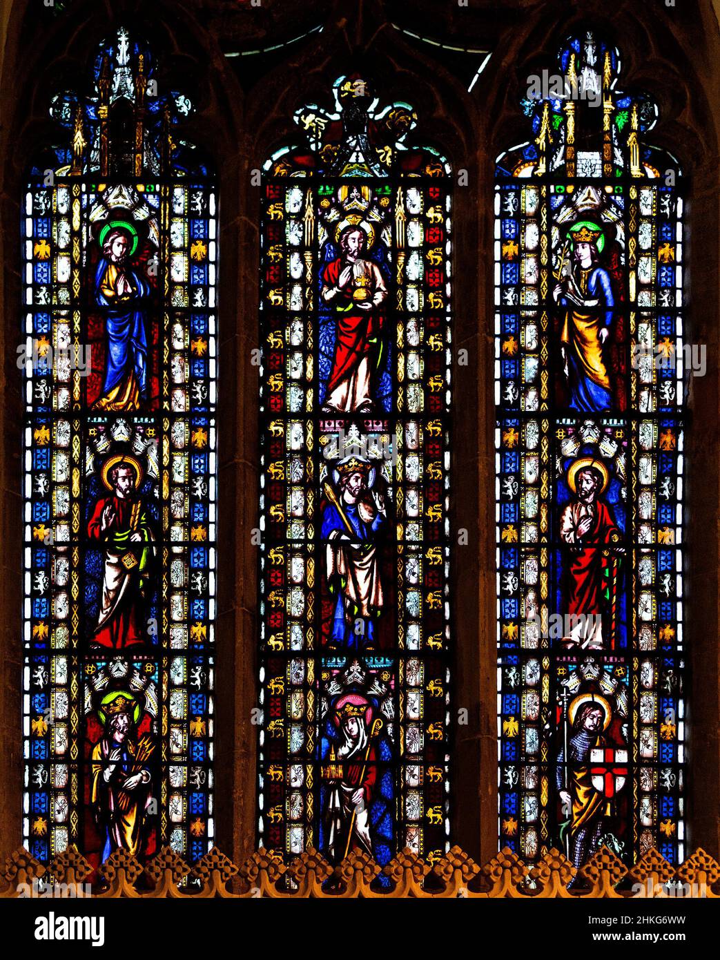 Stained glass window Hessett church, Suffolk, England, UK c 1850s by ...