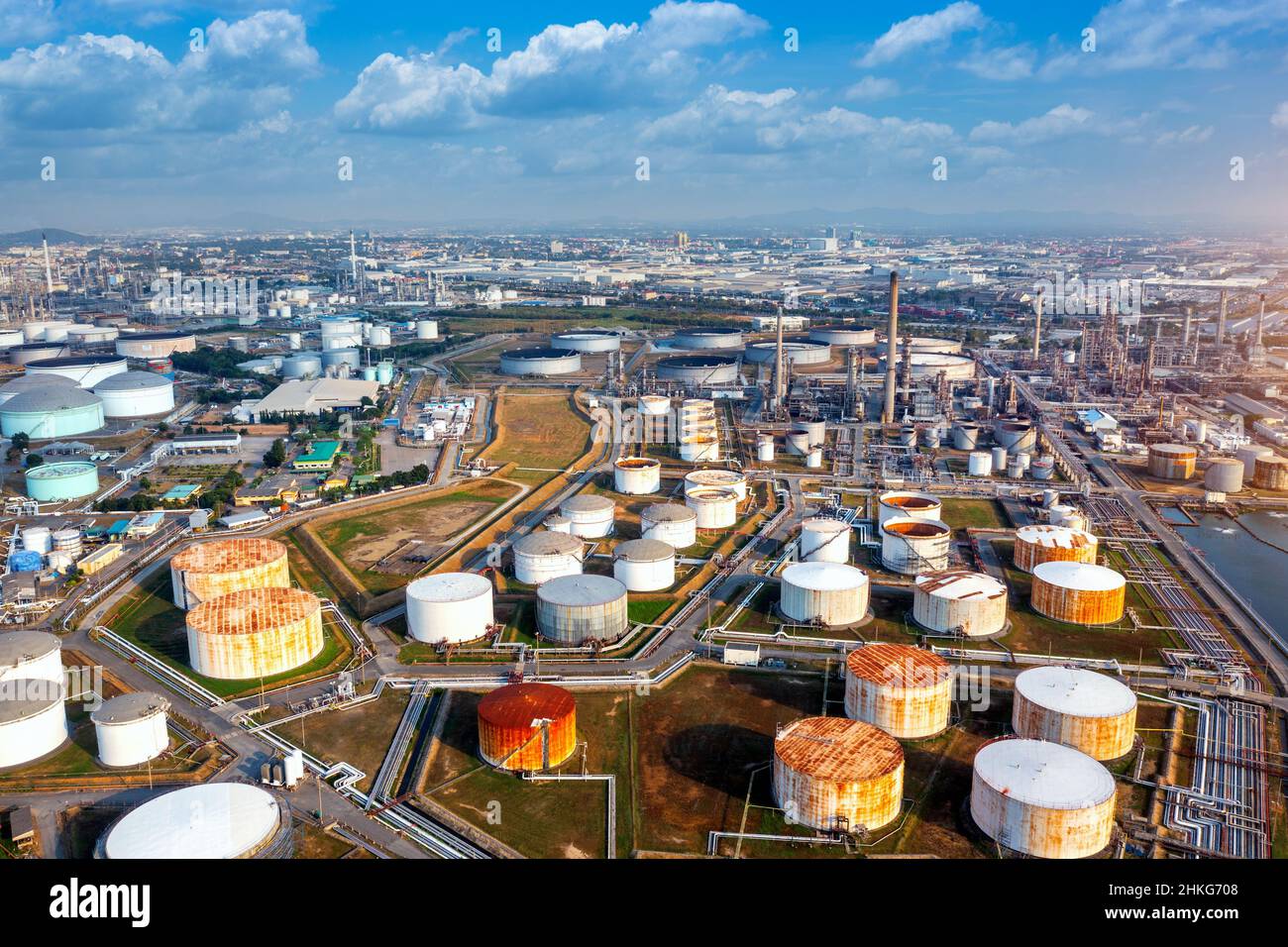 Aerial view of gas and oil refinery, Oil Industry Stock Photo - Alamy