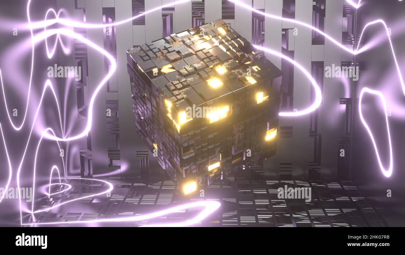 3D Render. Abstract technology big data background concept. Motion of ...