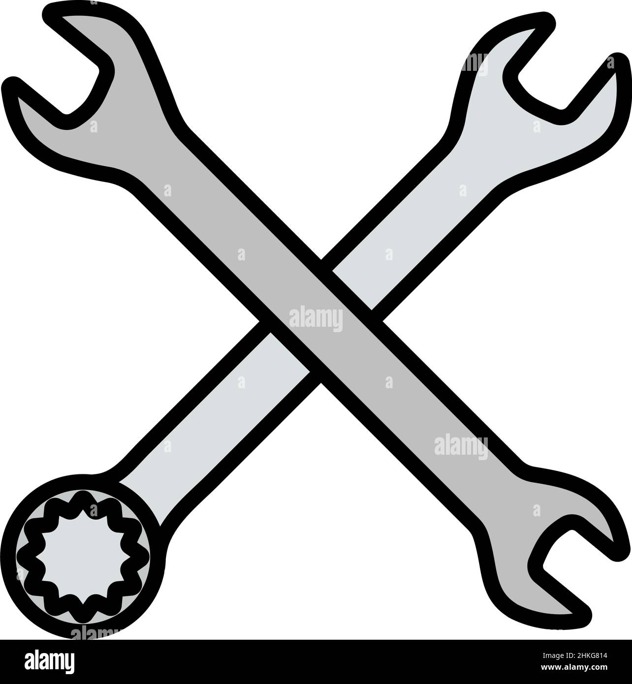 Icon Of Crossed Wrench. Editable Bold Outline With Color Fill Design ...