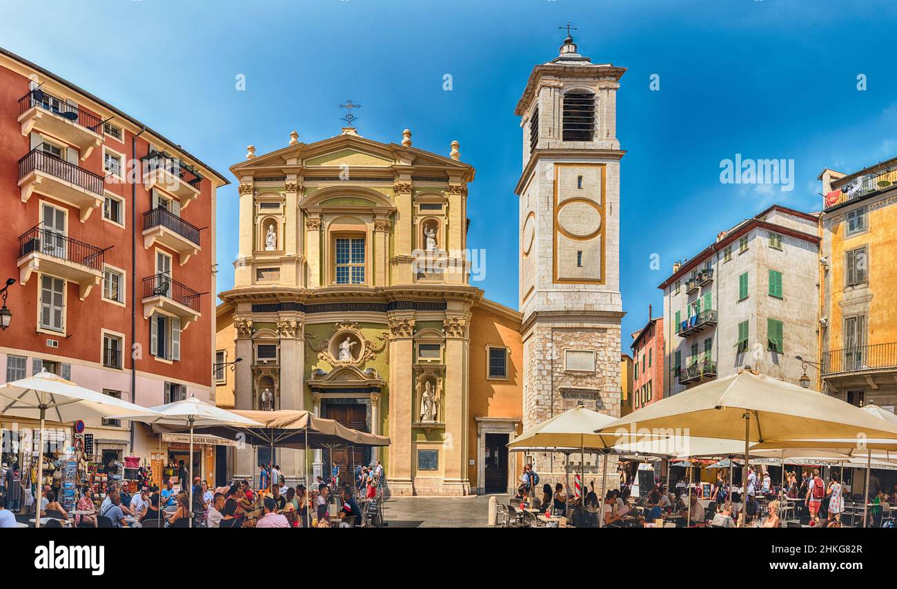 NICE, FRANCE - AUGUST 11: Facade of the baroque Cathedral of Saint ...