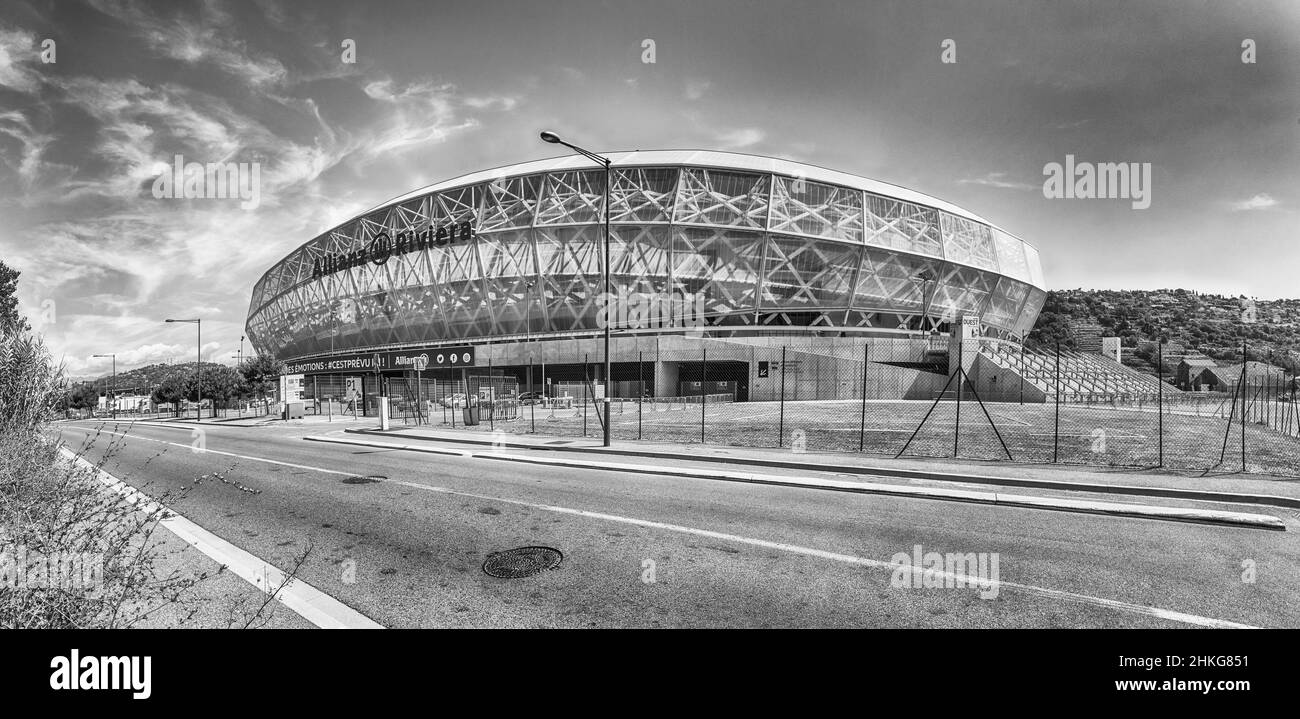 NICE, FRANCE - AUGUST 16: Exterior view of Allianz Riviera Stade de ...