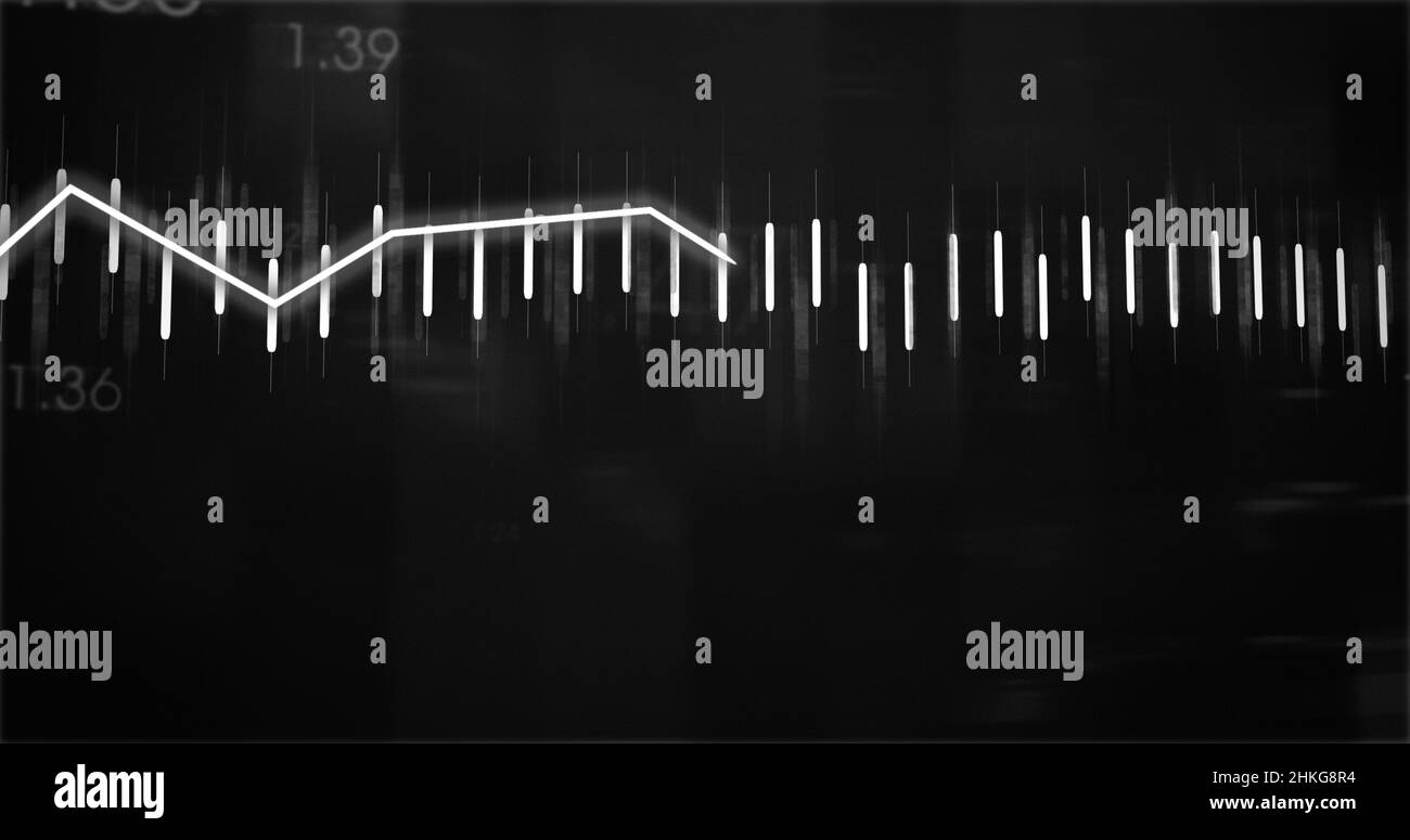 Image of white lines over numbers on black background Stock Photo - Alamy