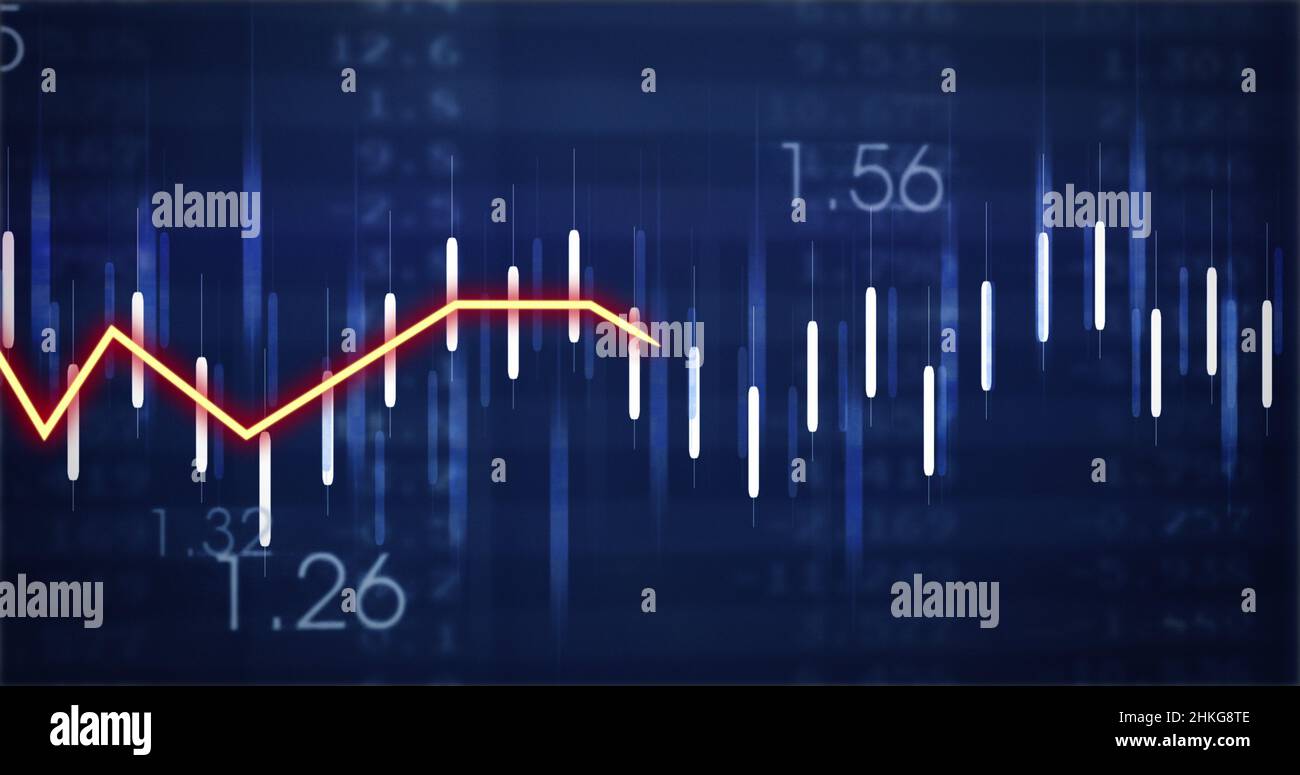 Image of white lines over numbers on blue background Stock Photo - Alamy