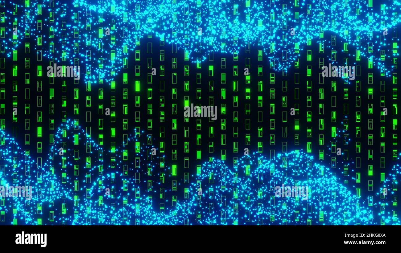 3D Render. Abstract technology big data background concept. Motion of ...