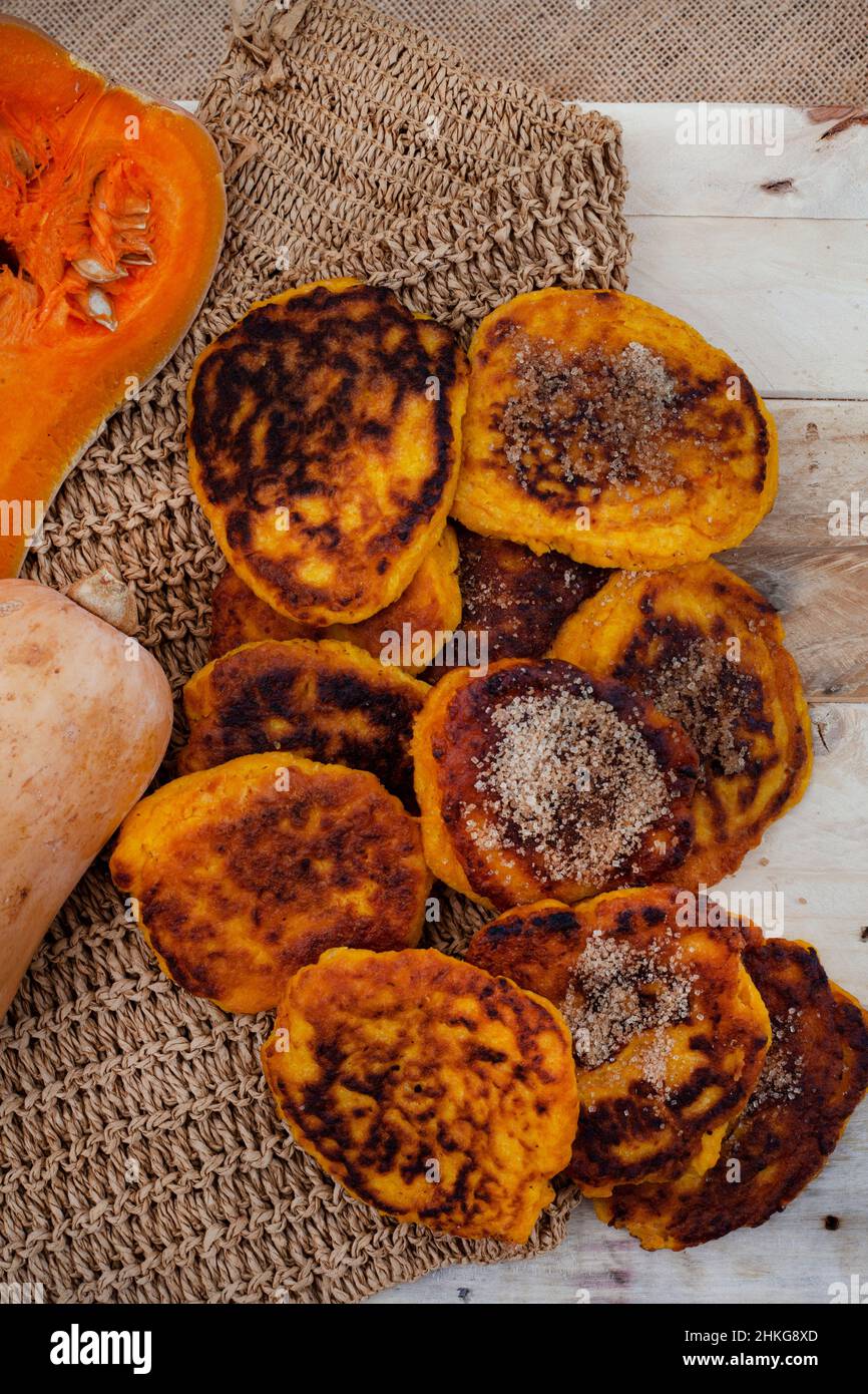 Traditional South African pumpkin fritters or pancakes known as ...