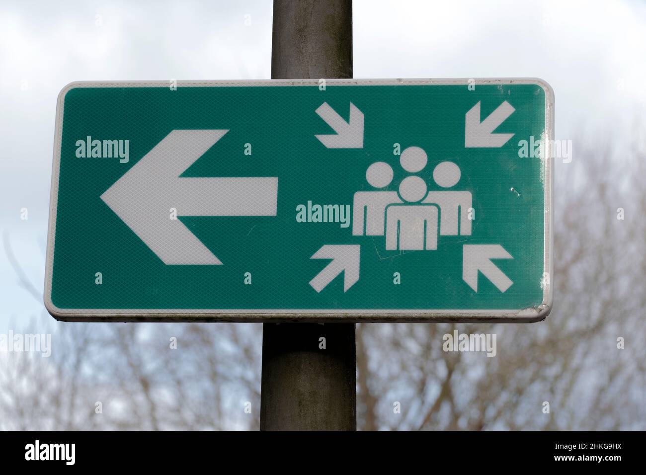 Direction Sign Assembly Point At Amsterdam The Netherlands 30-1-2022 ...