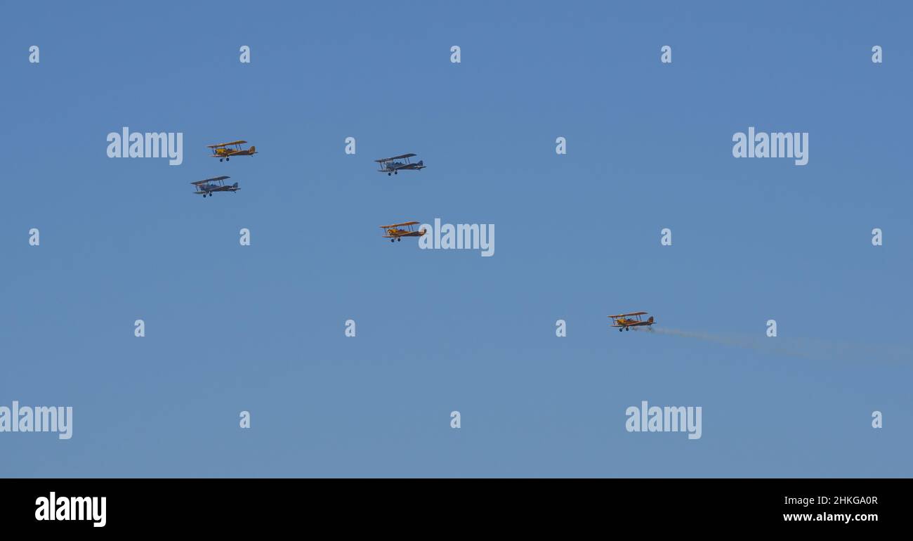 Tigermoth Planes Flying in a Southern Cross Formation during Australia ...