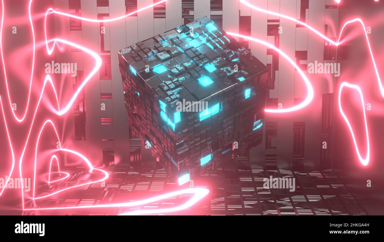 3D Render. Abstract technology big data background concept. Motion of ...